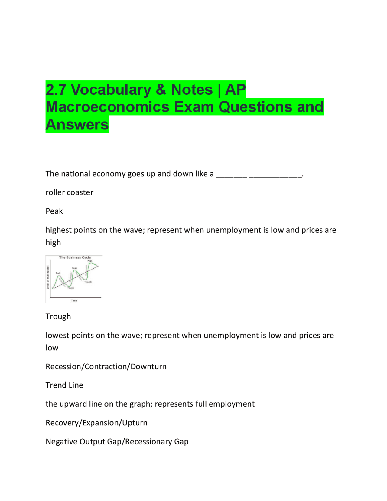 2.7 Vocabulary & Notes - AP Macroeconomics Exam Questions and Answers ...