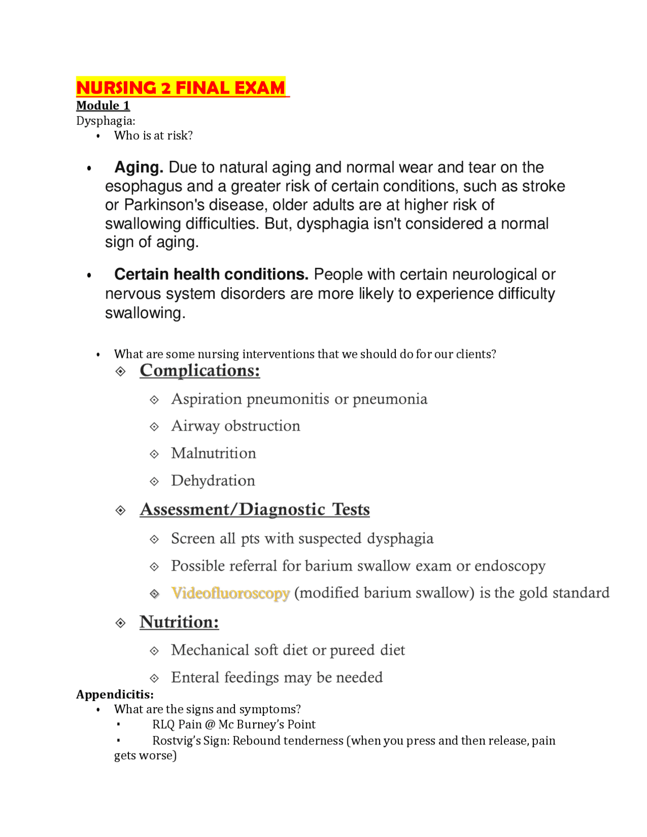 Common Medical Conditions and Symptoms | Exams Nursing | Docsity
