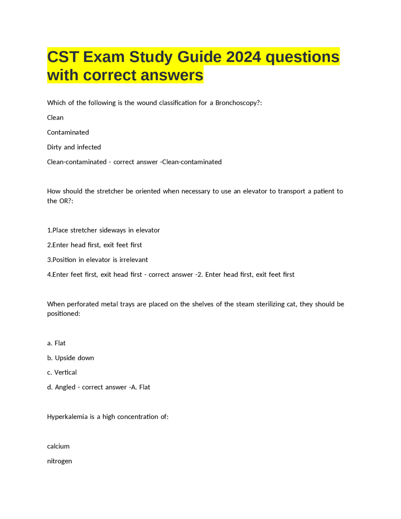 CST Exam Study Guide 2024 questions with correct answers. | Exams ...