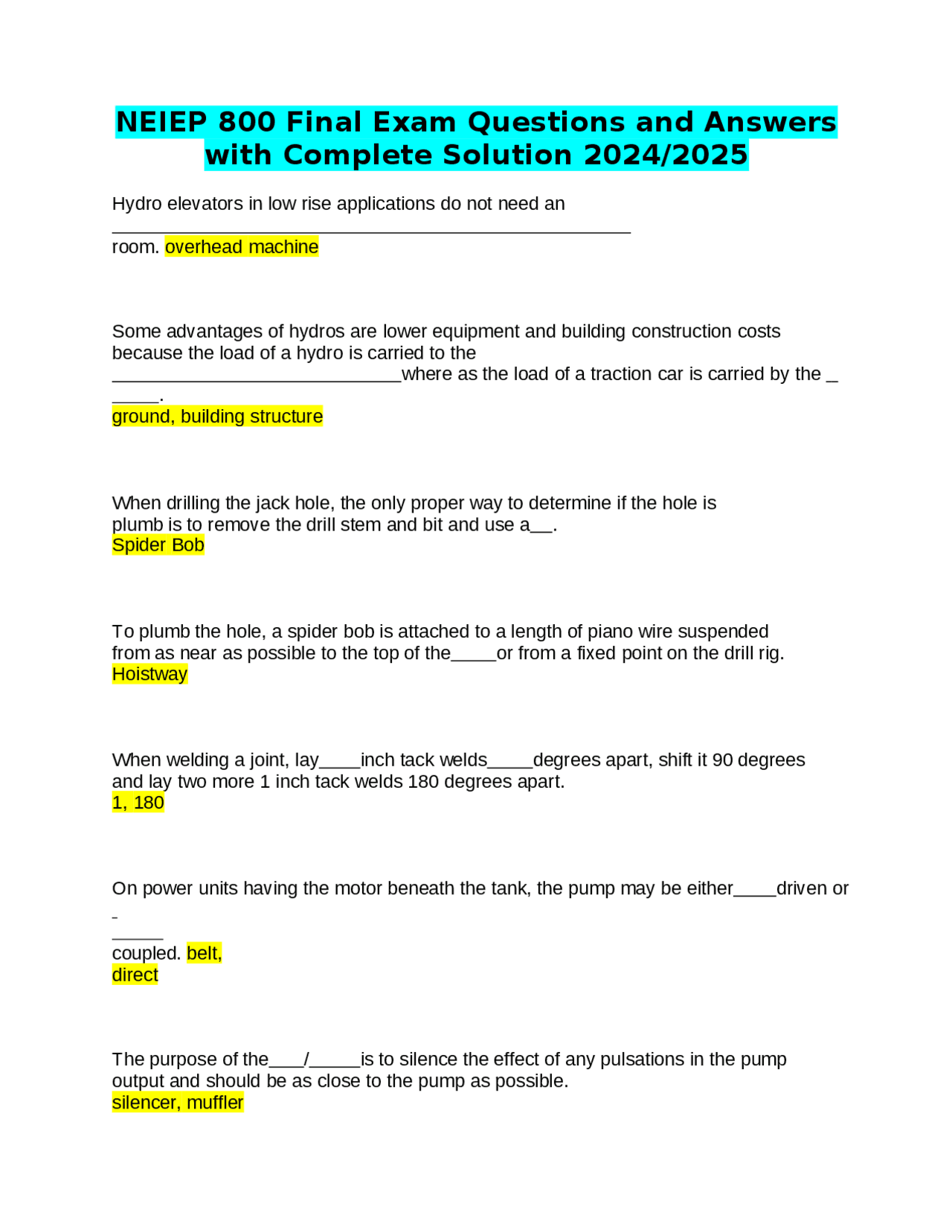 NEIEP 800 Final Exam Questions and Answers with Complete Solution 2024/2025 | Exams Advanced ...