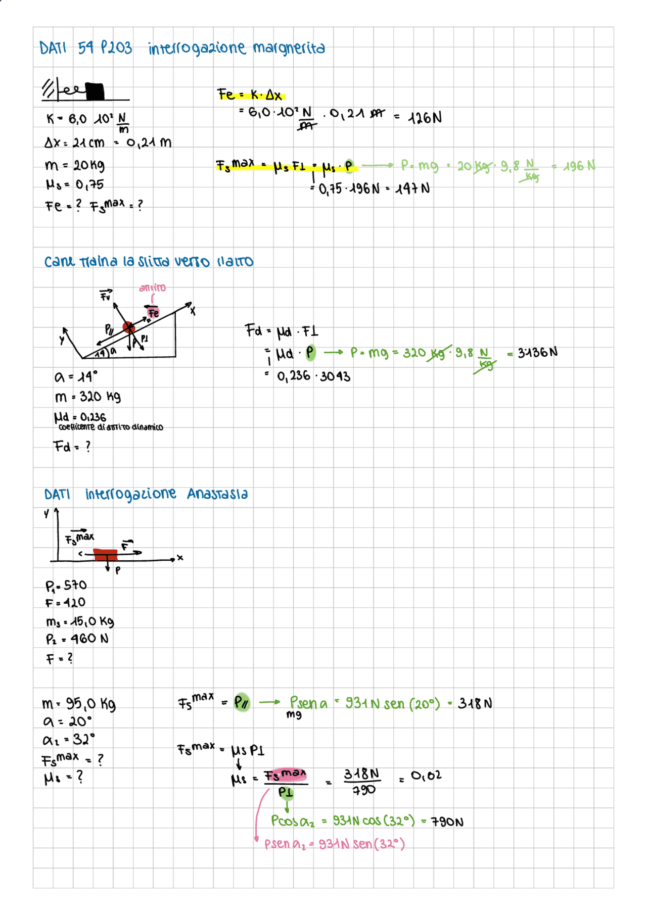 Dinamica, pratica (es.) | Esercizi di Matematica | Docsity