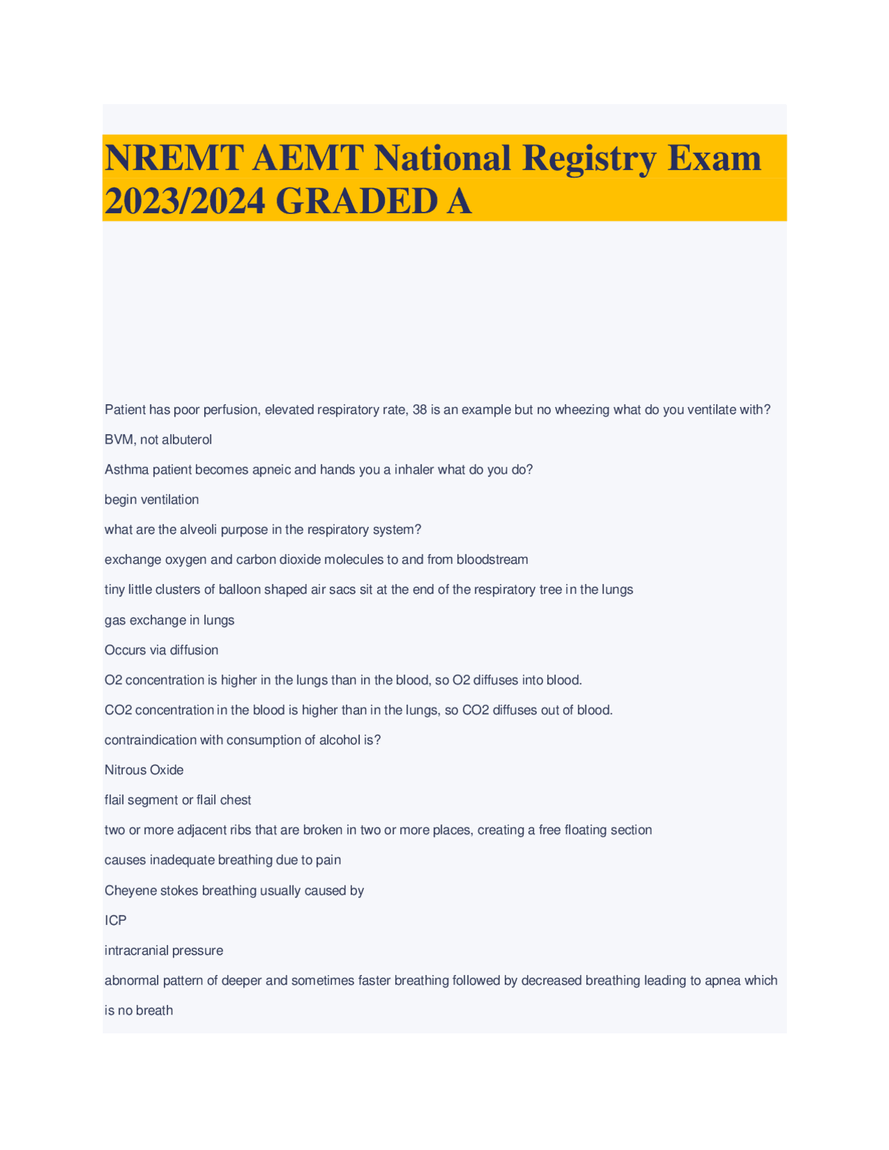 NREMT AEMT National Registry Exam 2023/2024 | Study Guides, Projects ...