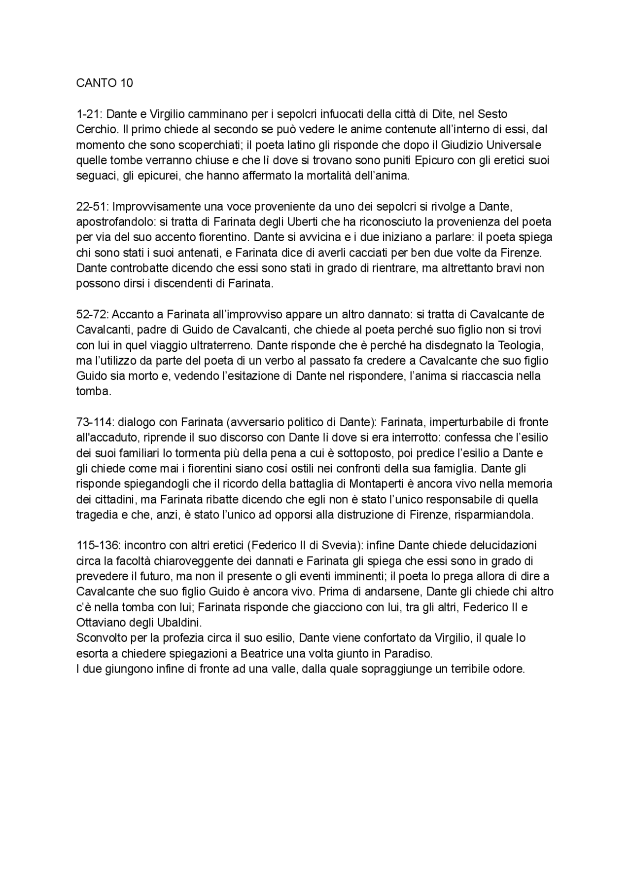 Analisi del Canto X dell'Inferno di Dante Alighieri | Dispense di ...