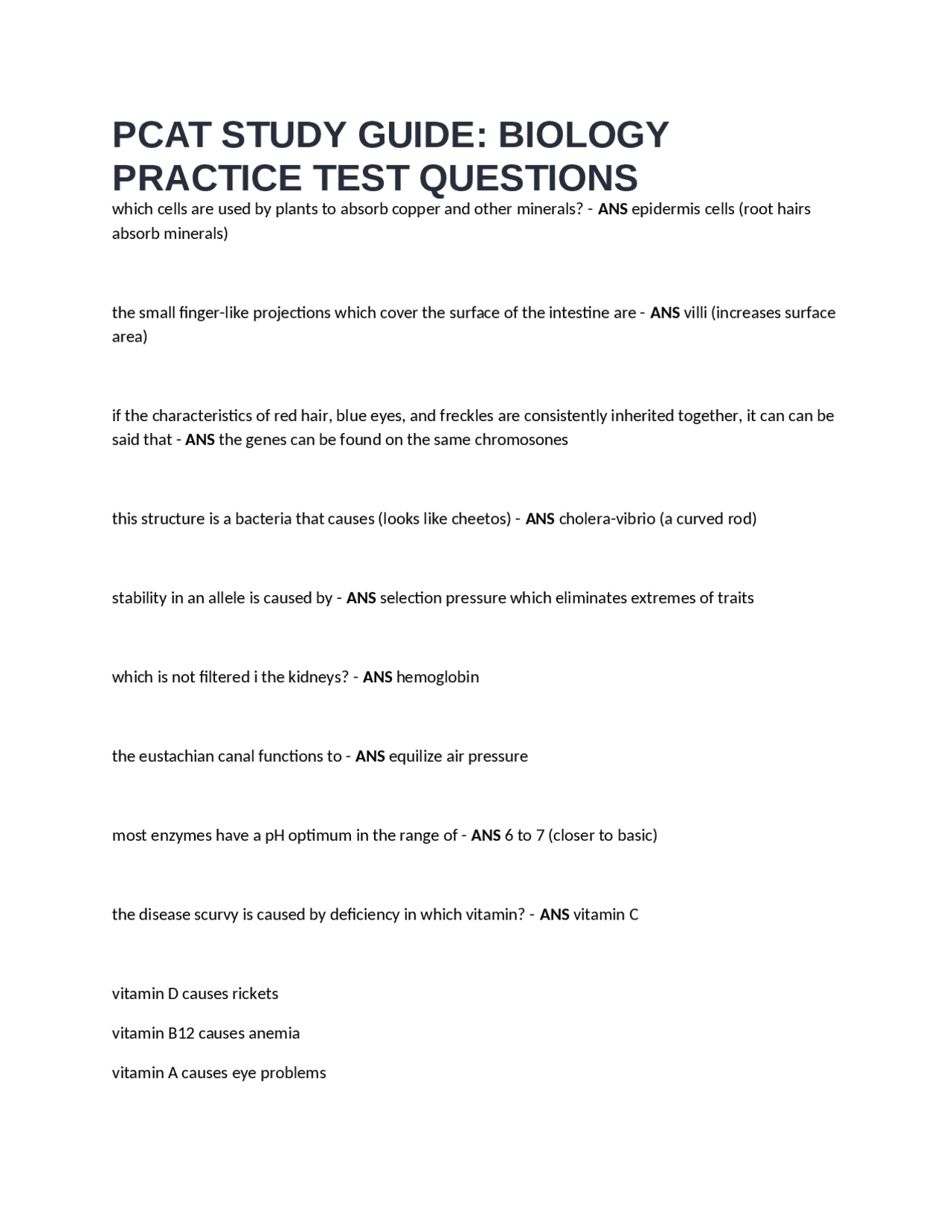 Biological Processes and Structures | Exams Biology | Docsity