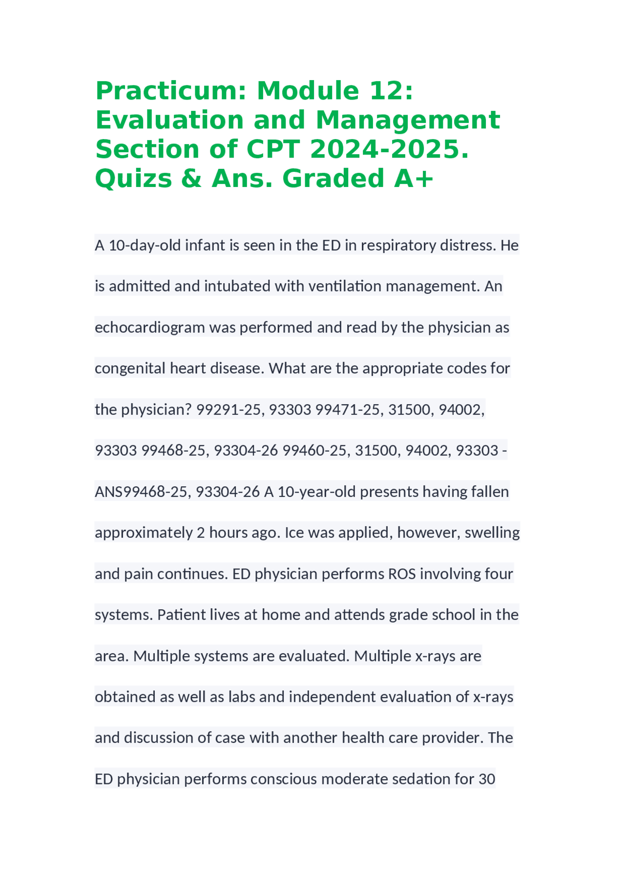 Practicum: Module 12: Evaluation and Management Section of CPT 2024 ...