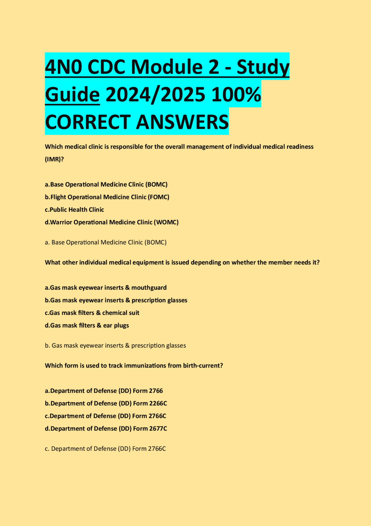 4N0 CDC Module 2 - Study Guide 2024/2025 100% CORRECT ANSWERS | Exams ...