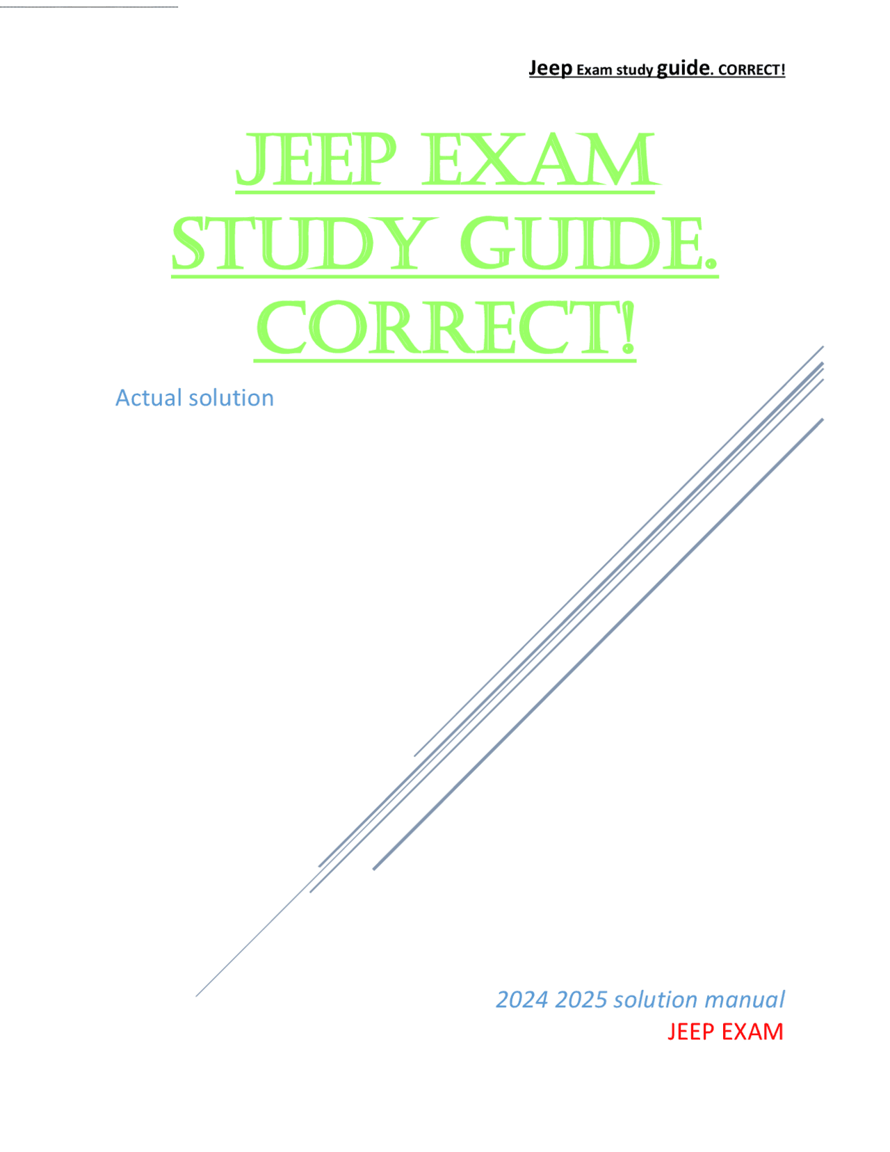 Jeep Exam Study Guide | Exams Nursing | Docsity