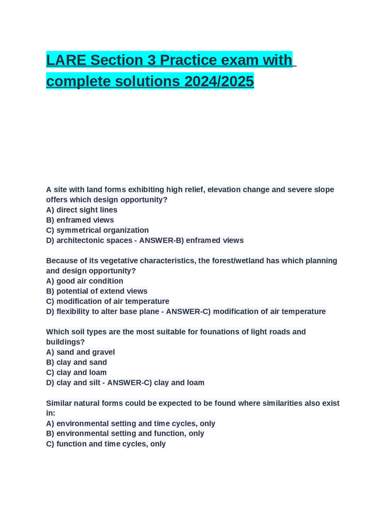 LARE Section 3 Practice exam with complete solutions 2024_2025.docx ...
