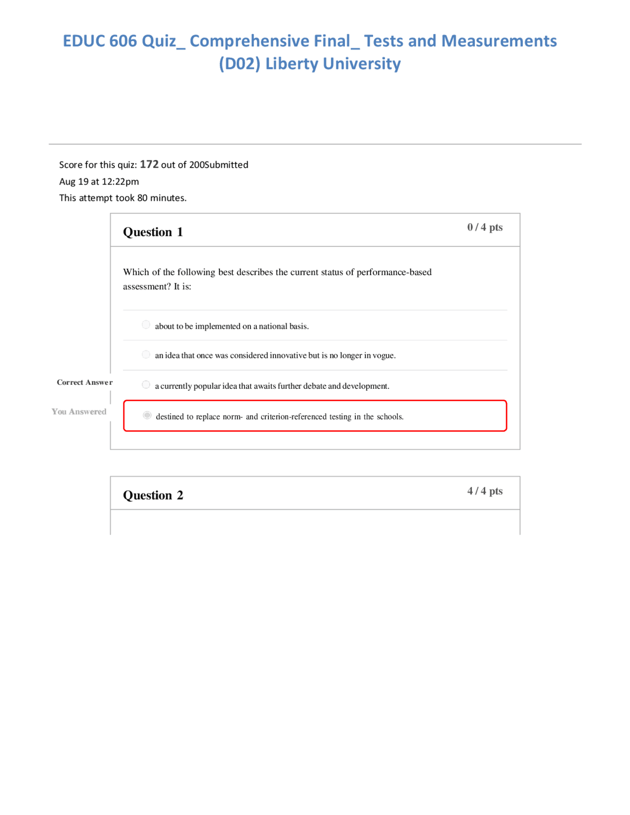 Principles of Educational Assessment | Exams Advanced Education | Docsity