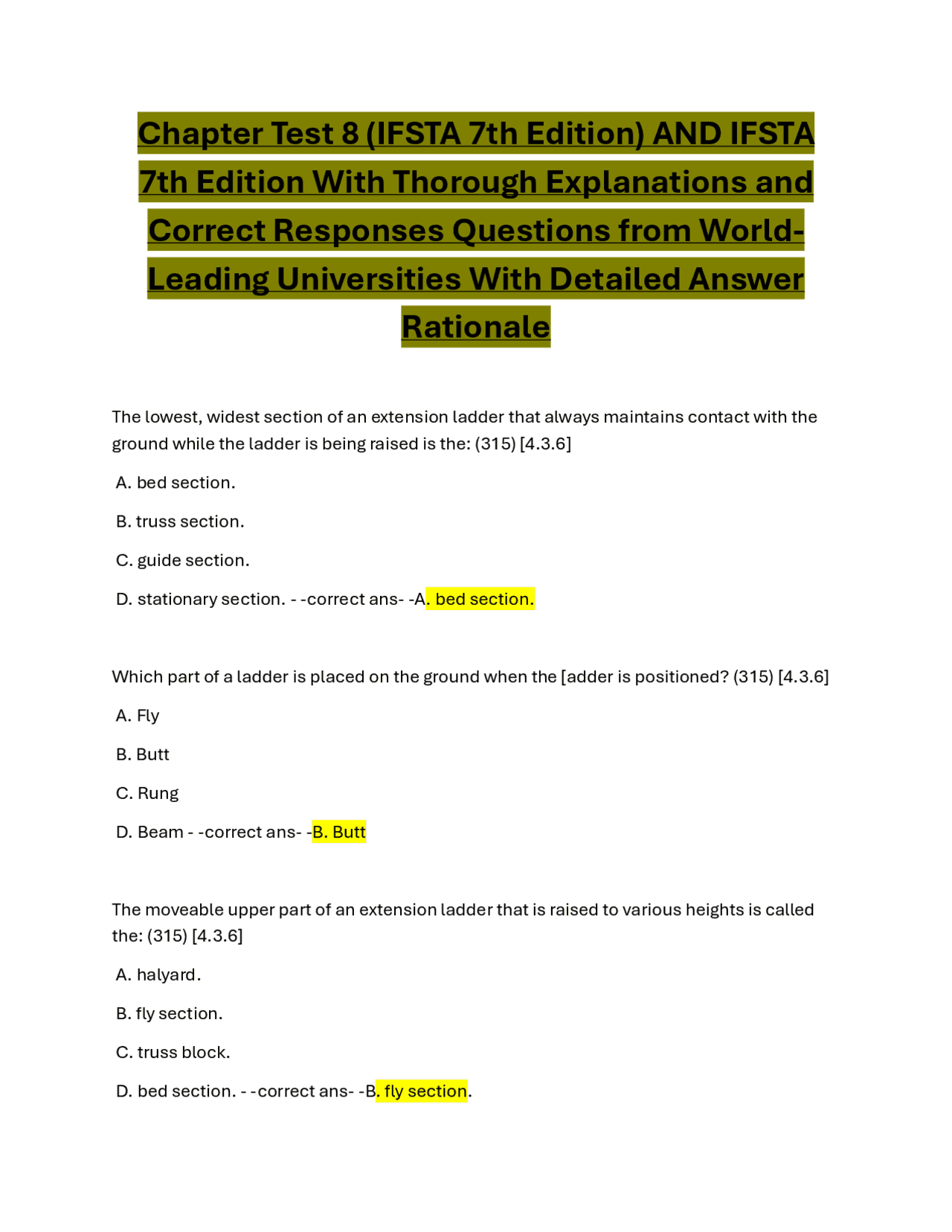 Chapter Test 8 (IFSTA 7th Edition) AND IFSTA Exam 7th Edition With ...