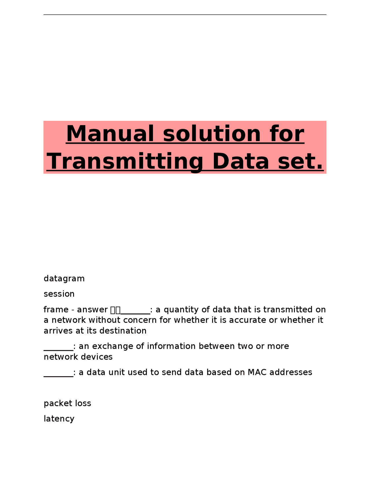 Networking Fundamentals: Transmitting Data Securely and Efficiently | Exams Nursing | Docsity
