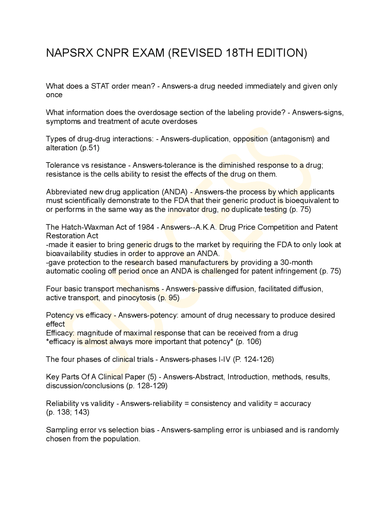 NAPSRX CNPR EXAM (REVISED 18TH EDITION) | Exams Social Sciences | Docsity