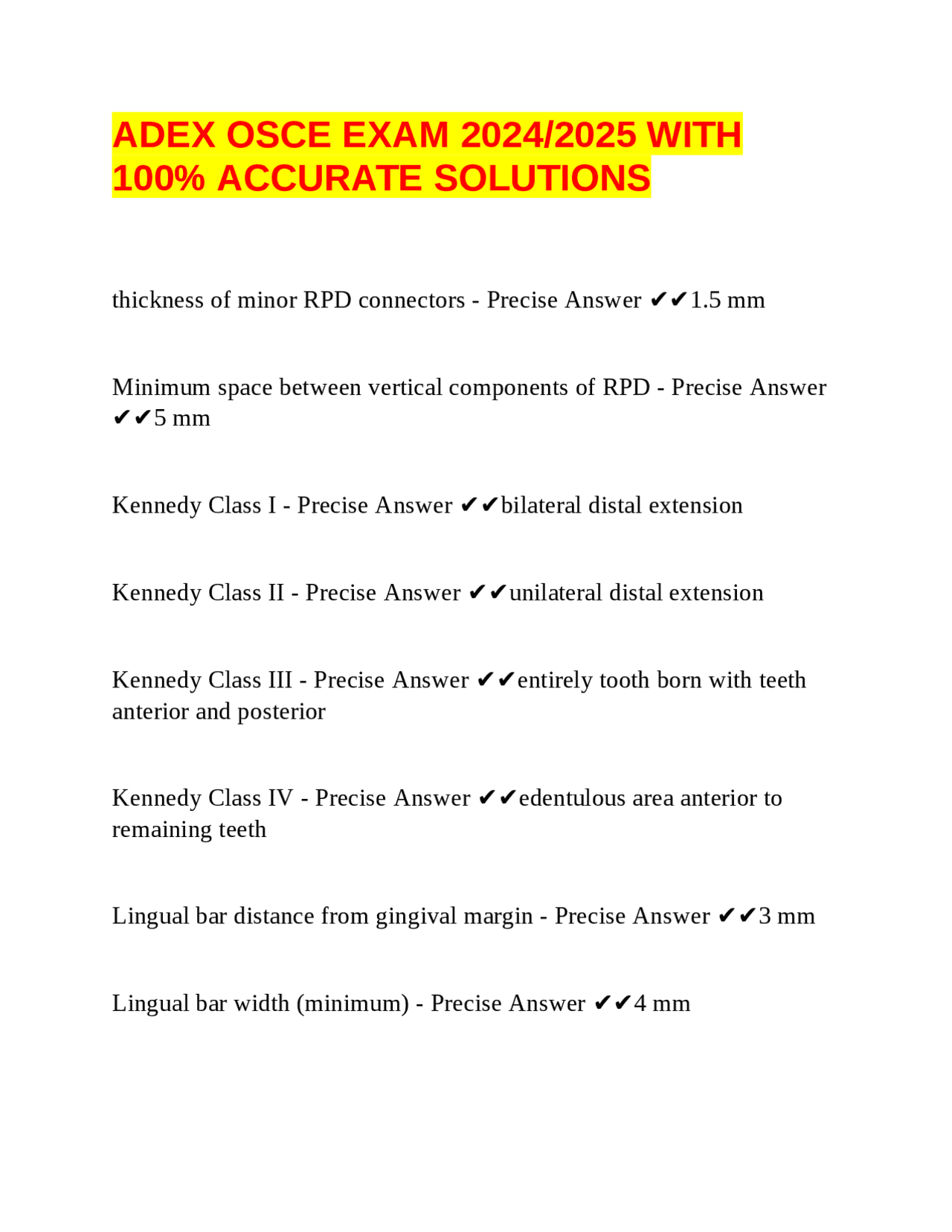 ADEX OSCE EXAM 2024/2025 WITH 100% ACCURATE SOLUTIONS | Exams Nursing ...