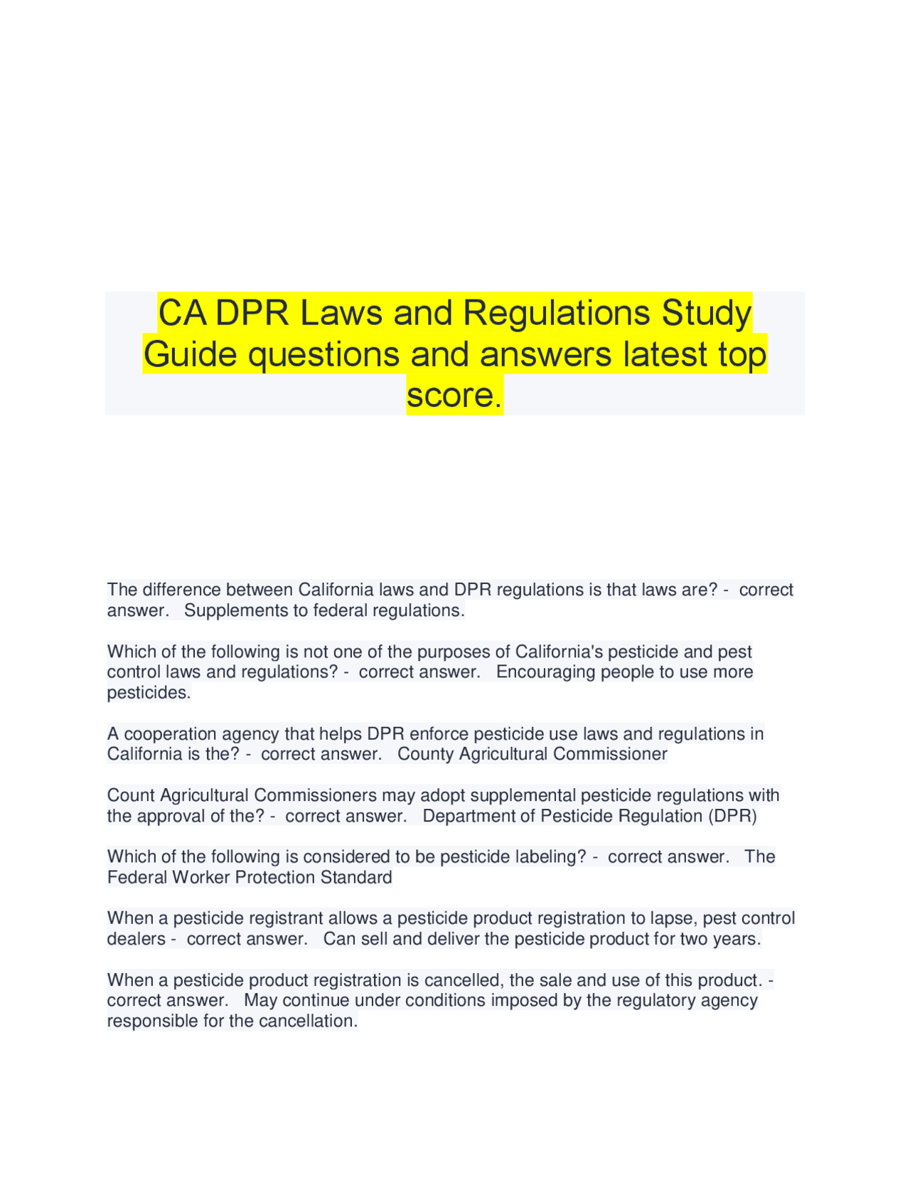 CA DPR Laws and Regulations Study Guide | Exams Geodesy and Cartography ...