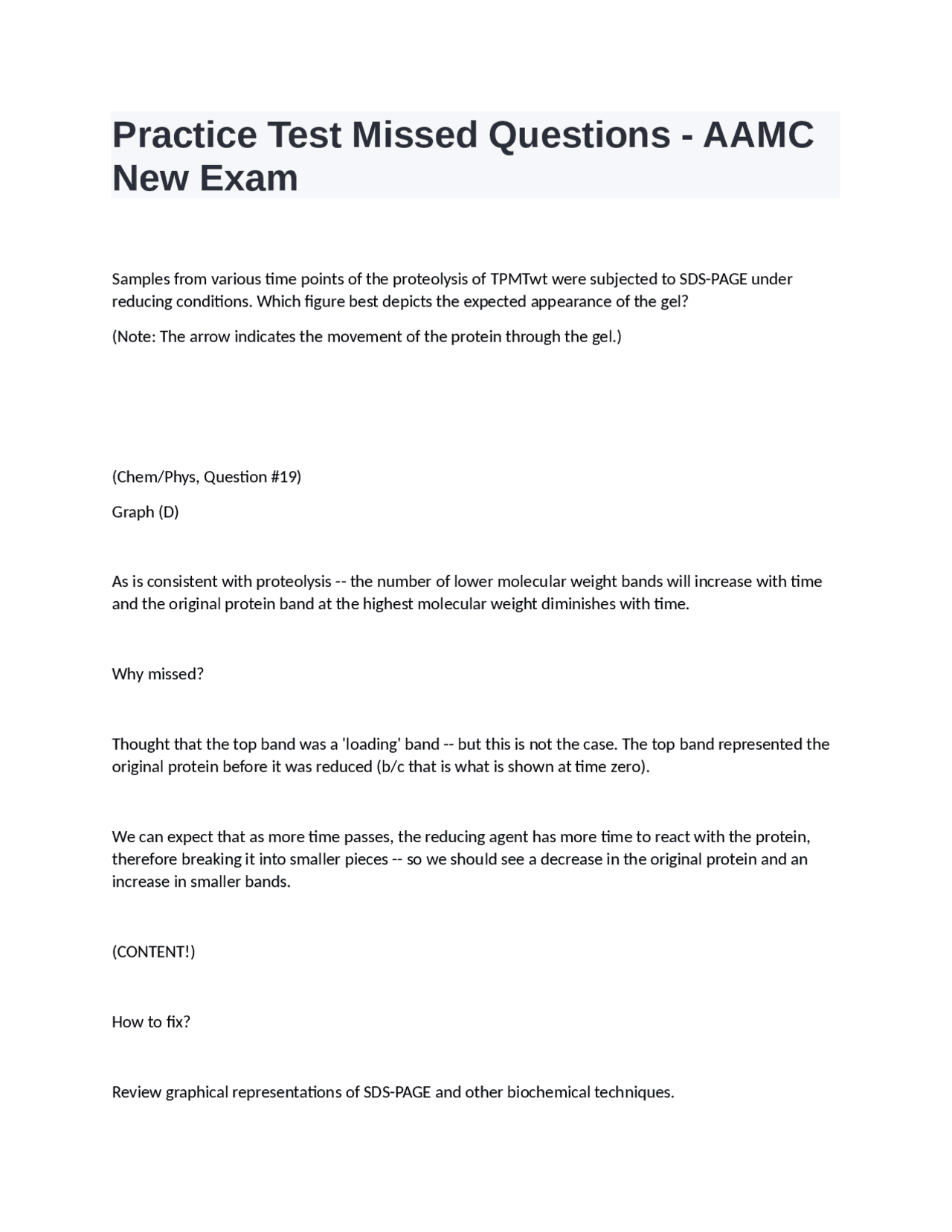 Practice Test Missed Questions - AAMC New Exam | Exams Nursing | Docsity