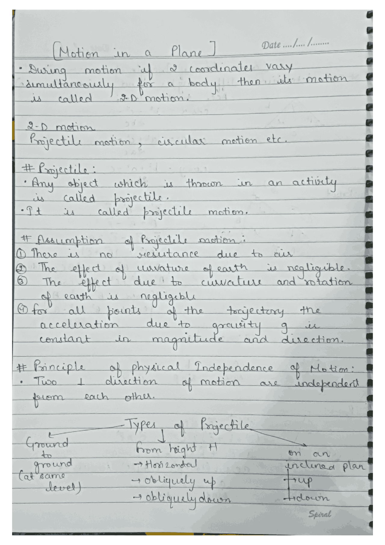 Projectile motion (all concept and formula) | Summaries Physics | Docsity