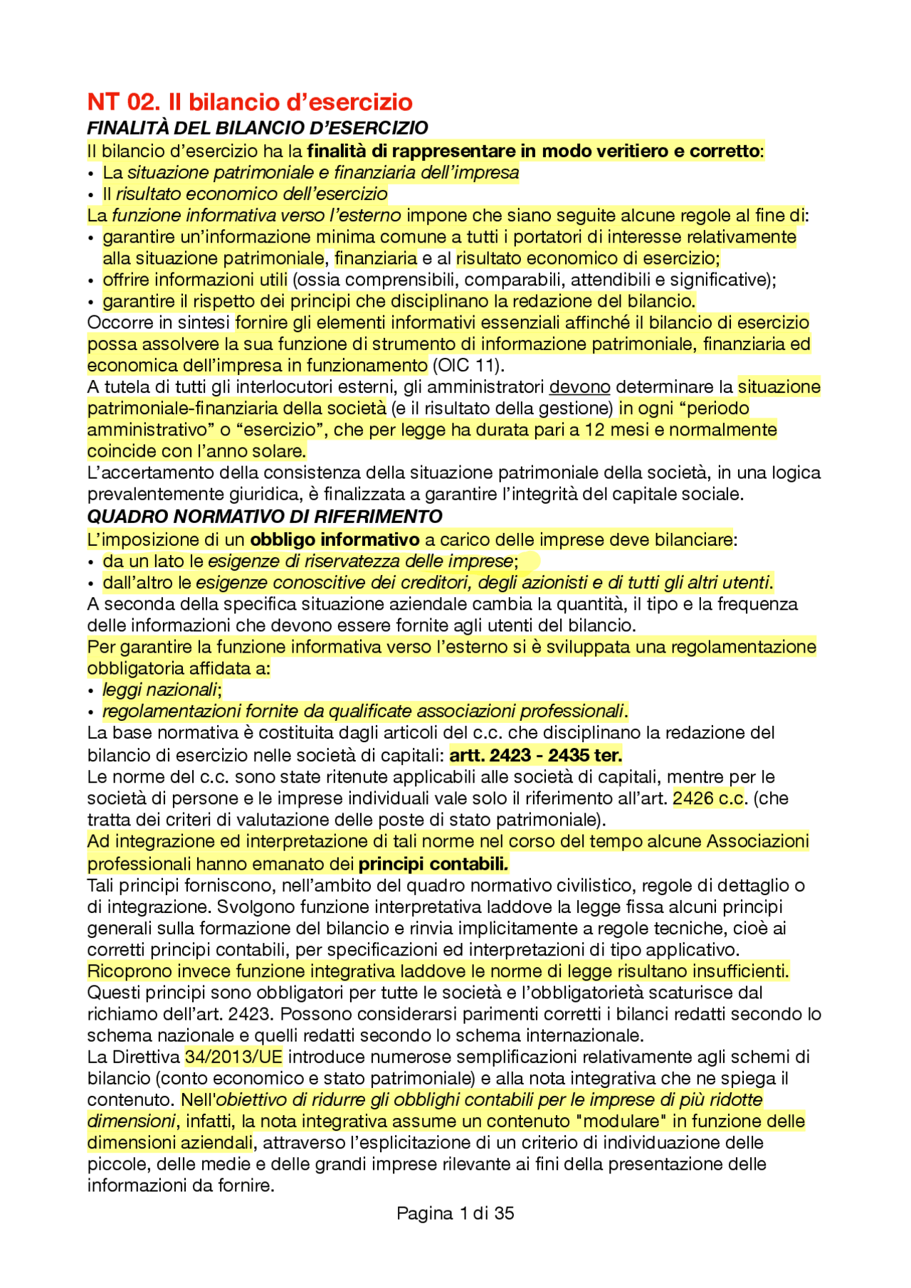 Bilancio d'esercizio: Stato Patrimoniale, Conto Economico e Nota ...