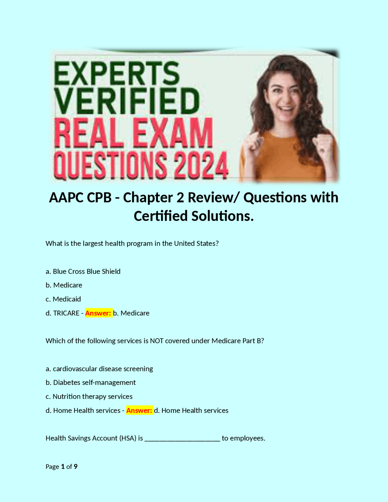 AAPC CPB - Chapter 2 Review/ Questions with Certified Solutions | Exams ...