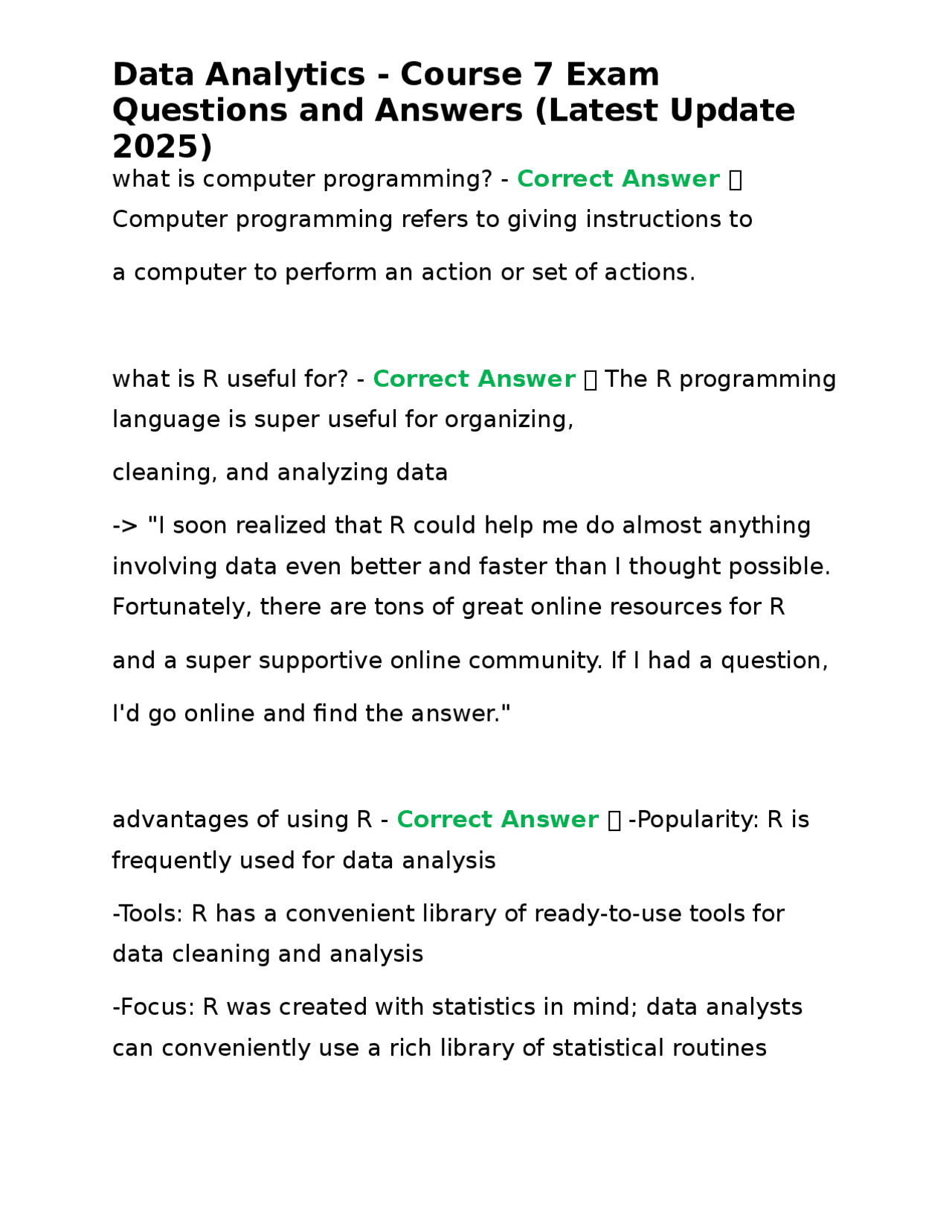 Advantages and Applications of R Programming | Exams Nursing | Docsity
