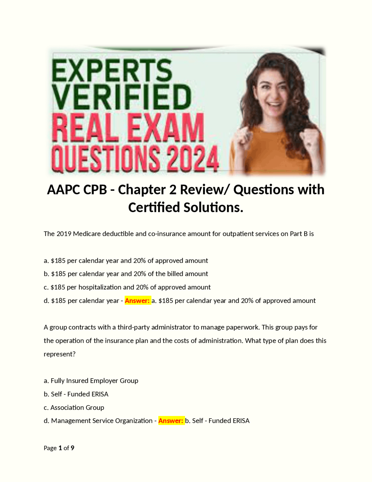 AAPC CPB - Chapter 2 Review/ Questions with Certified Solutions. Terms ...