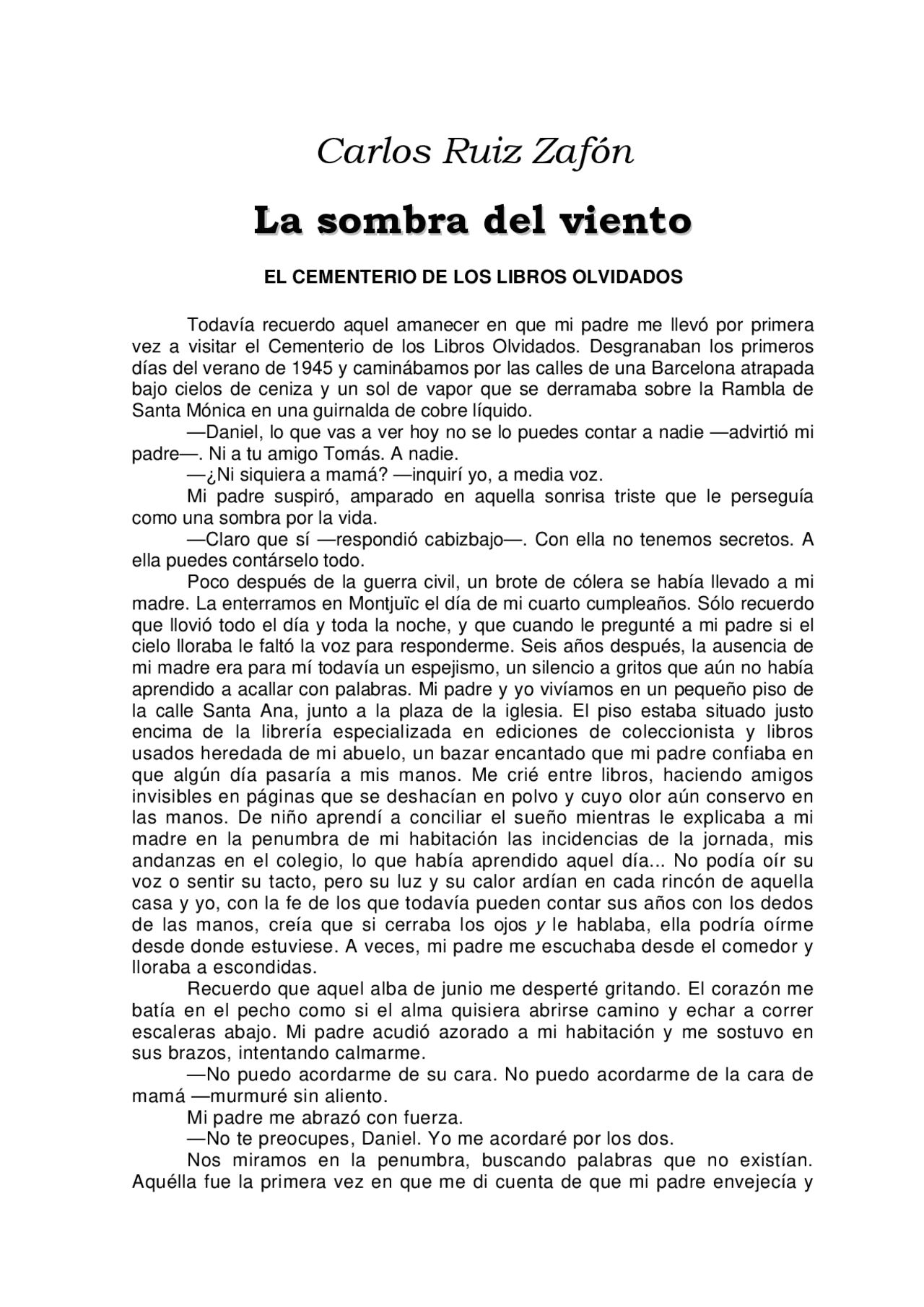 La Sombra del viento | Lecture notes Law | Docsity