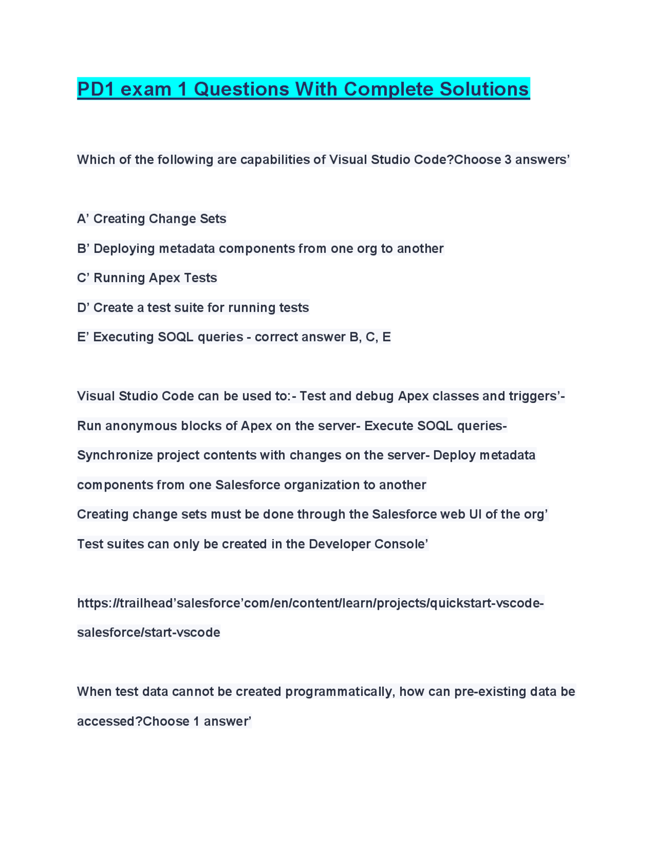 PD1 exam 1 Questions With Complete Solutions.pdf | Exams Nursing | Docsity