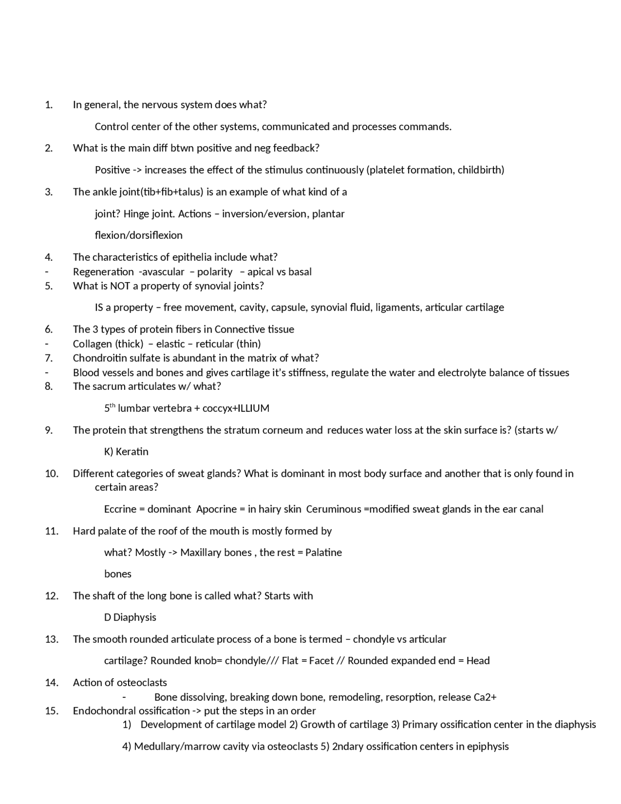 Nervous System and Musculoskeletal System Overview | Exams Biology ...