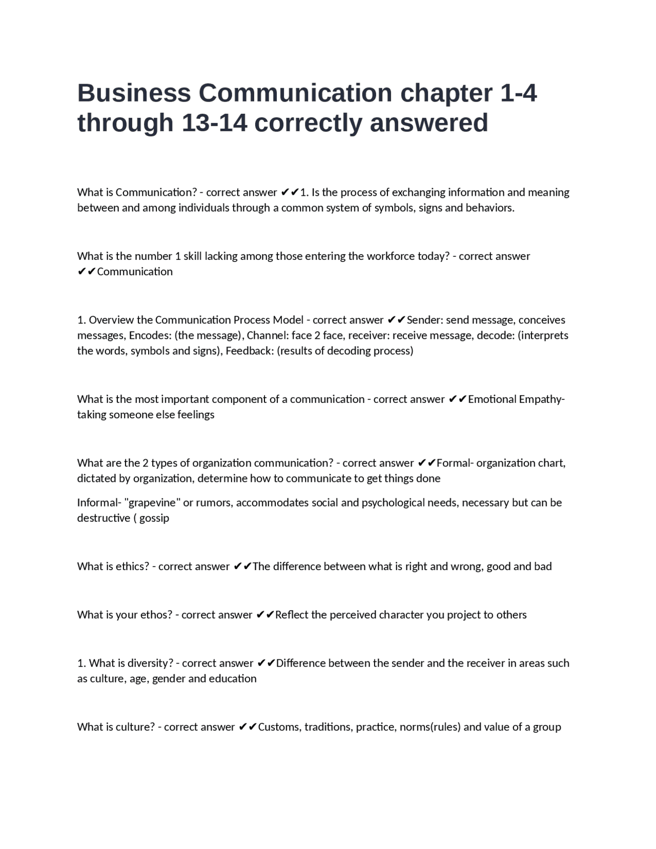 Business Communication Fundamentals | Exams Nursing | Docsity