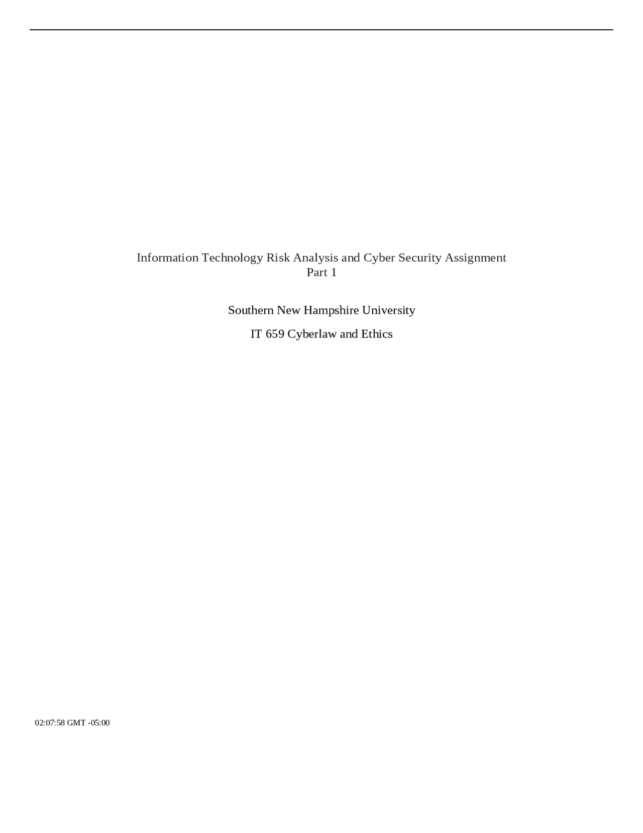 Information Technology Risk Analysis and Cyber Security As | Thesis ...