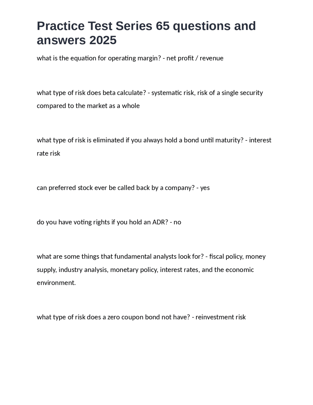 Practice Test Series 65 Questions and Answers 2025 | Exams Nursing ...