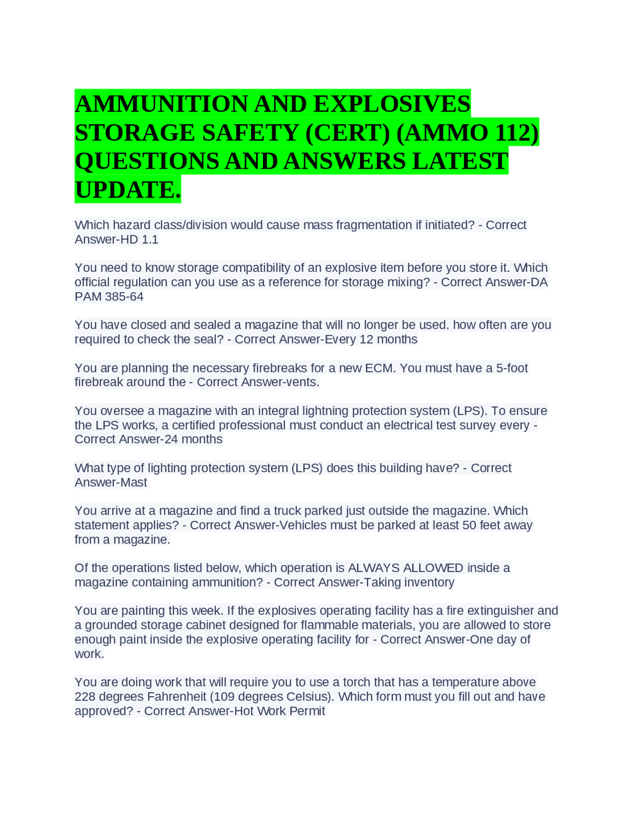 Ammunition and Explosives Storage Safety Certification | Exams Advanced ...