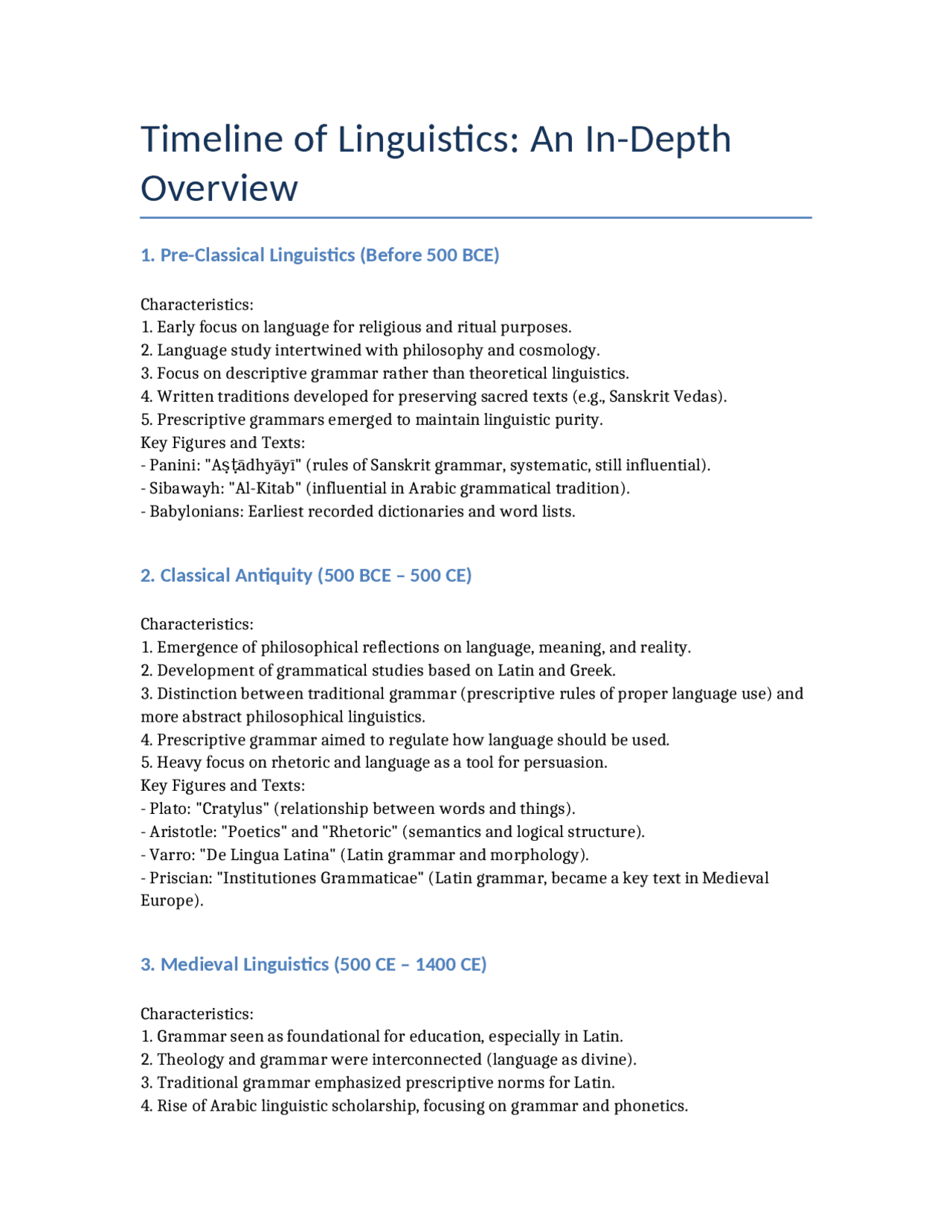 Timeline of Linguistics | Schemes and Mind Maps English Language | Docsity