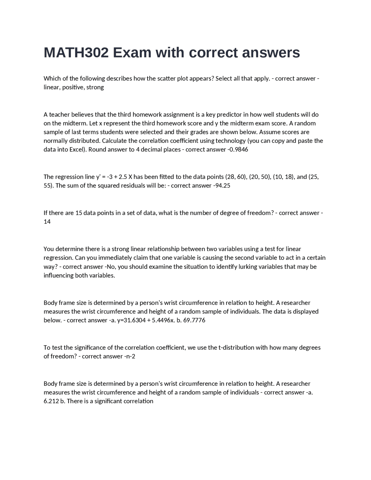 Correlation and Regression Analysis in Statistics | Exams Mathematics | Docsity