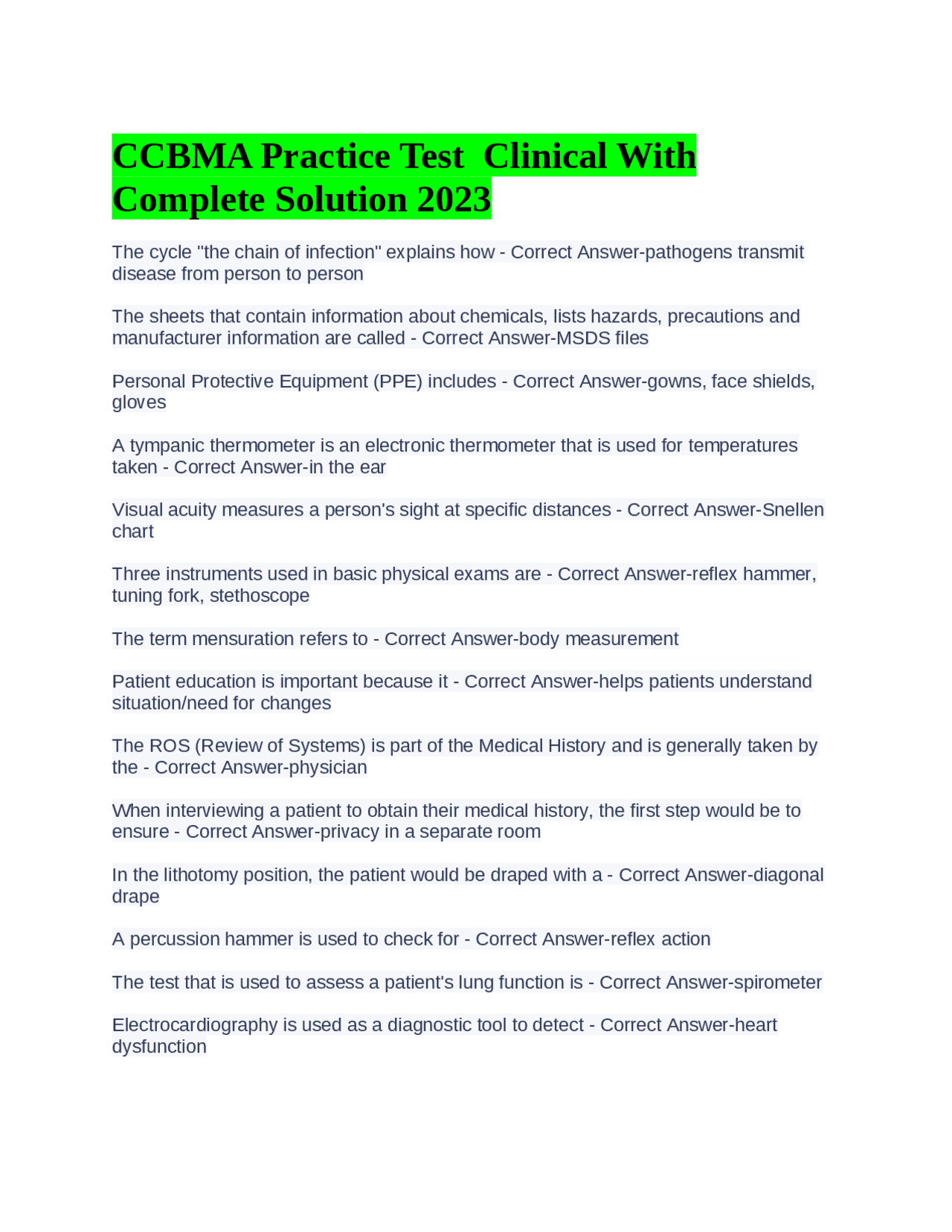 CCBMA Practice Test: Clinical Exam Preparation | Exams Advanced ... CCBMA Practice Test: Clinical Exam Preparation | Exams Advanced ...
