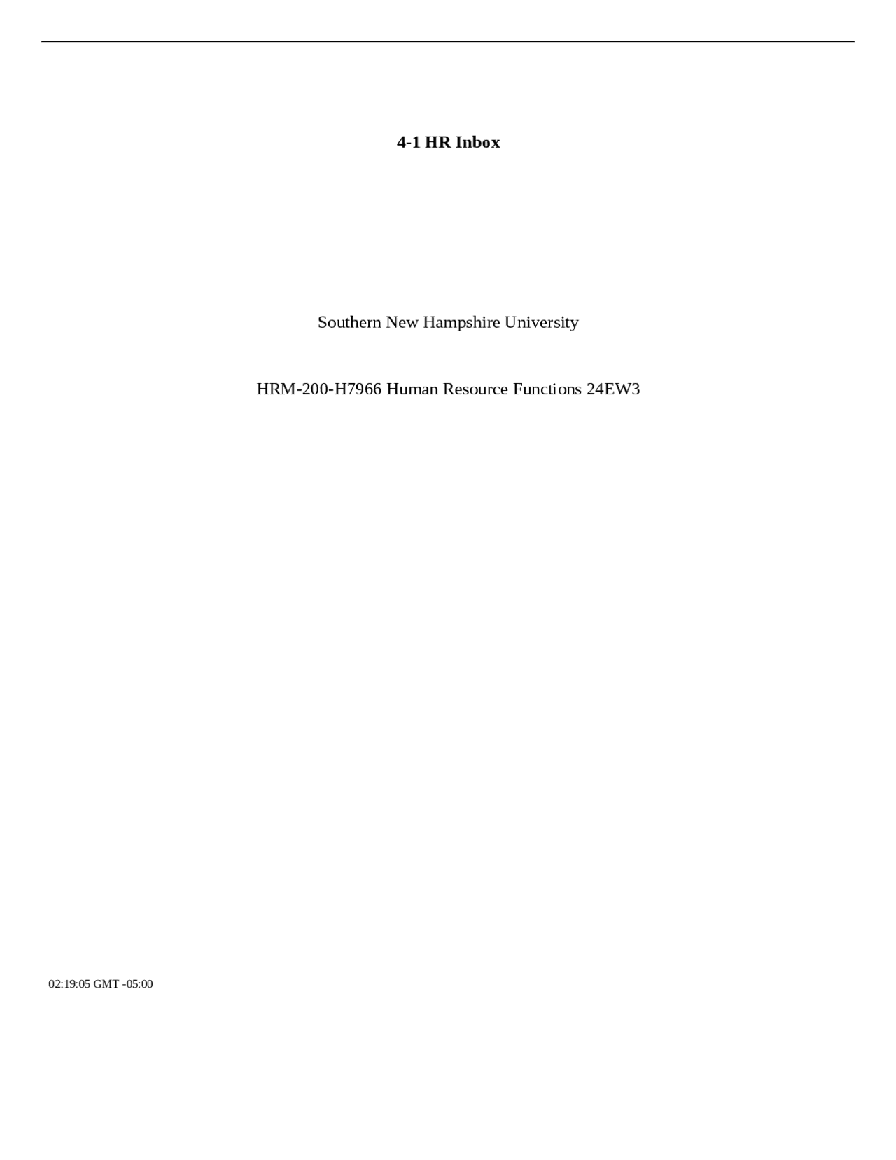 4-1 HR Inbox Southern New Hampshire University HRM-200-H | Thesis Accounting | Docsity