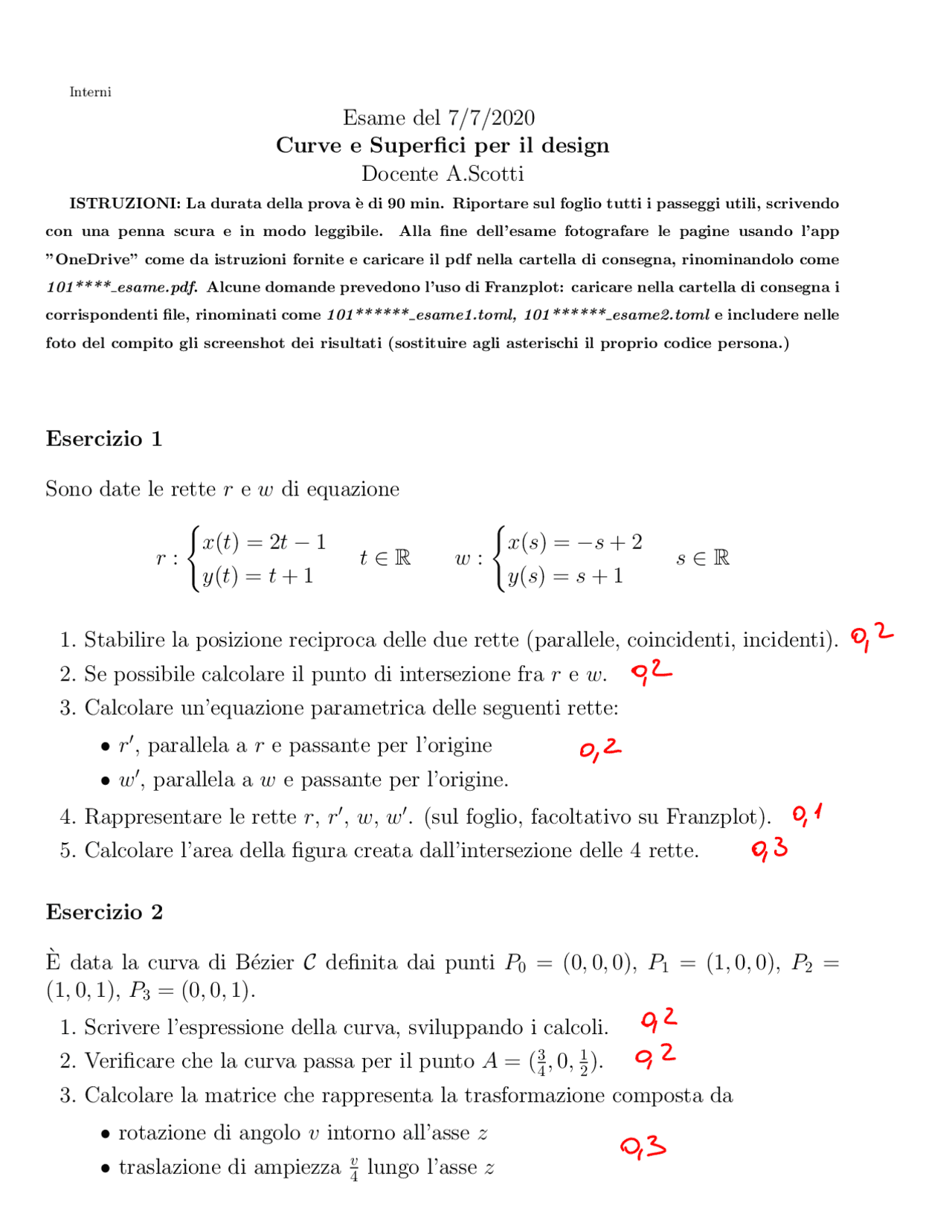Prova d'esame curve e superfici per il design | Prove d'esame di Design ...