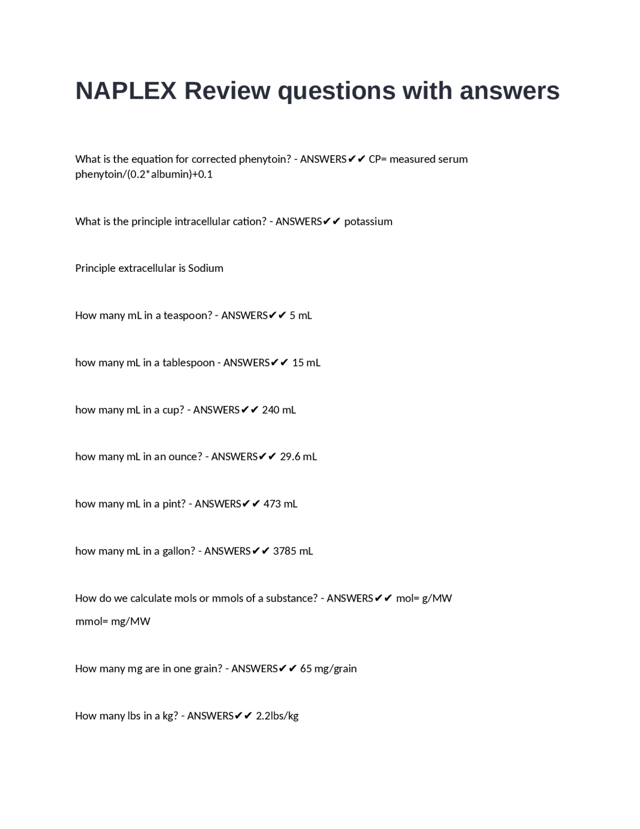 Pharmacy Compounding and Medication Calculations | Exams Medicine | Docsity