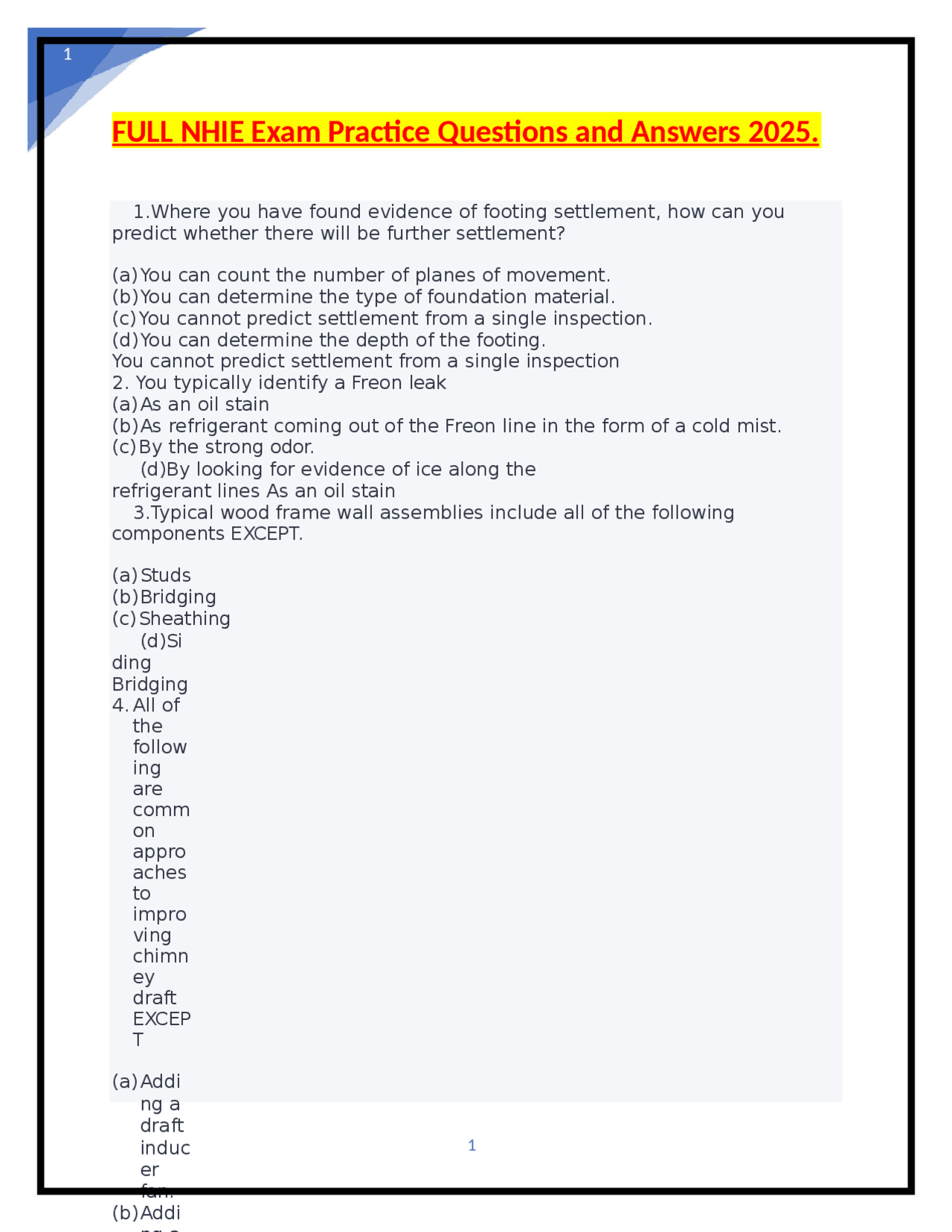 FULL NHIE Exam Practice Questions and Answers 2025. | Exams Nursing ...