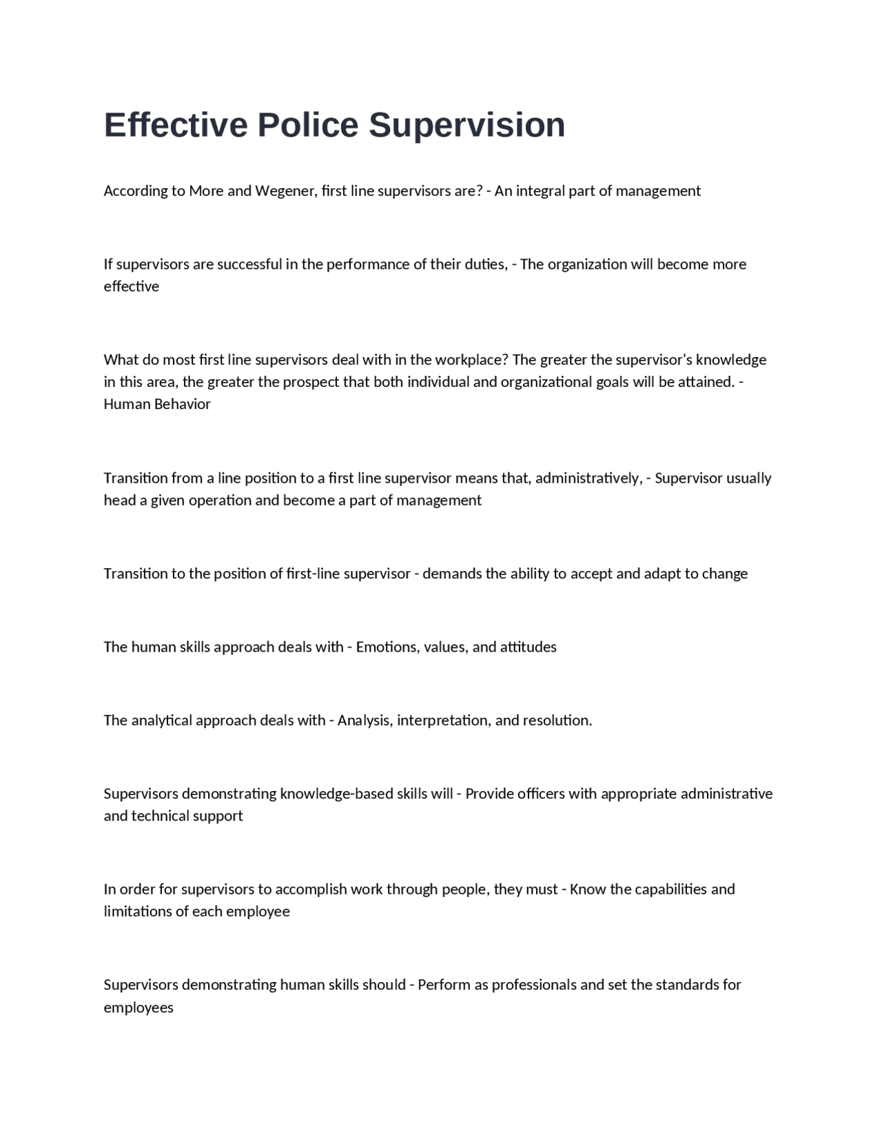 The Role of First-Line Supervisors in Police Management | Exams ...