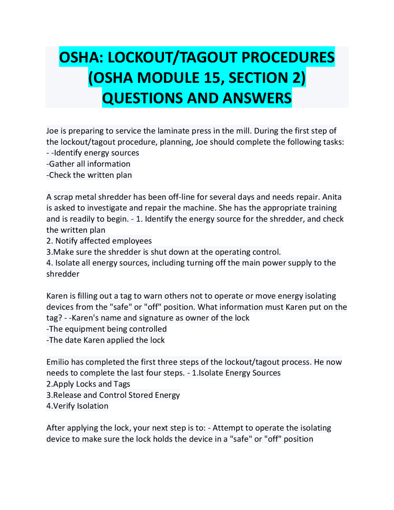 OSHA Lockout/Tagout Procedures: Ensuring Safe Equipment Servicing ...