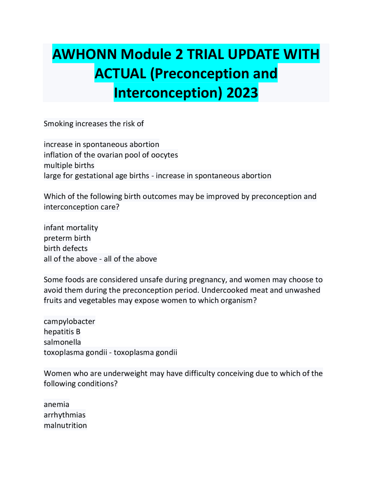 Preconception and Interconception Care: Optimizing Maternal and Fetal ...