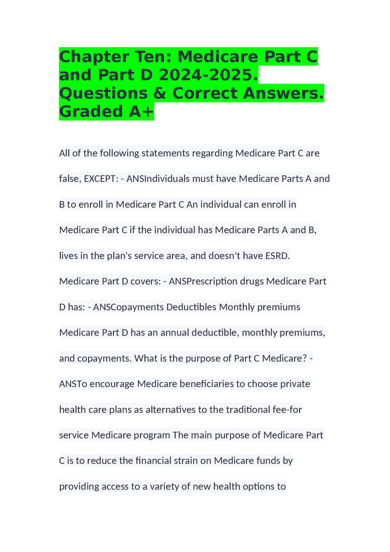 Medicare Part C and Part D: Understanding the Basics | Exams Nursing ...