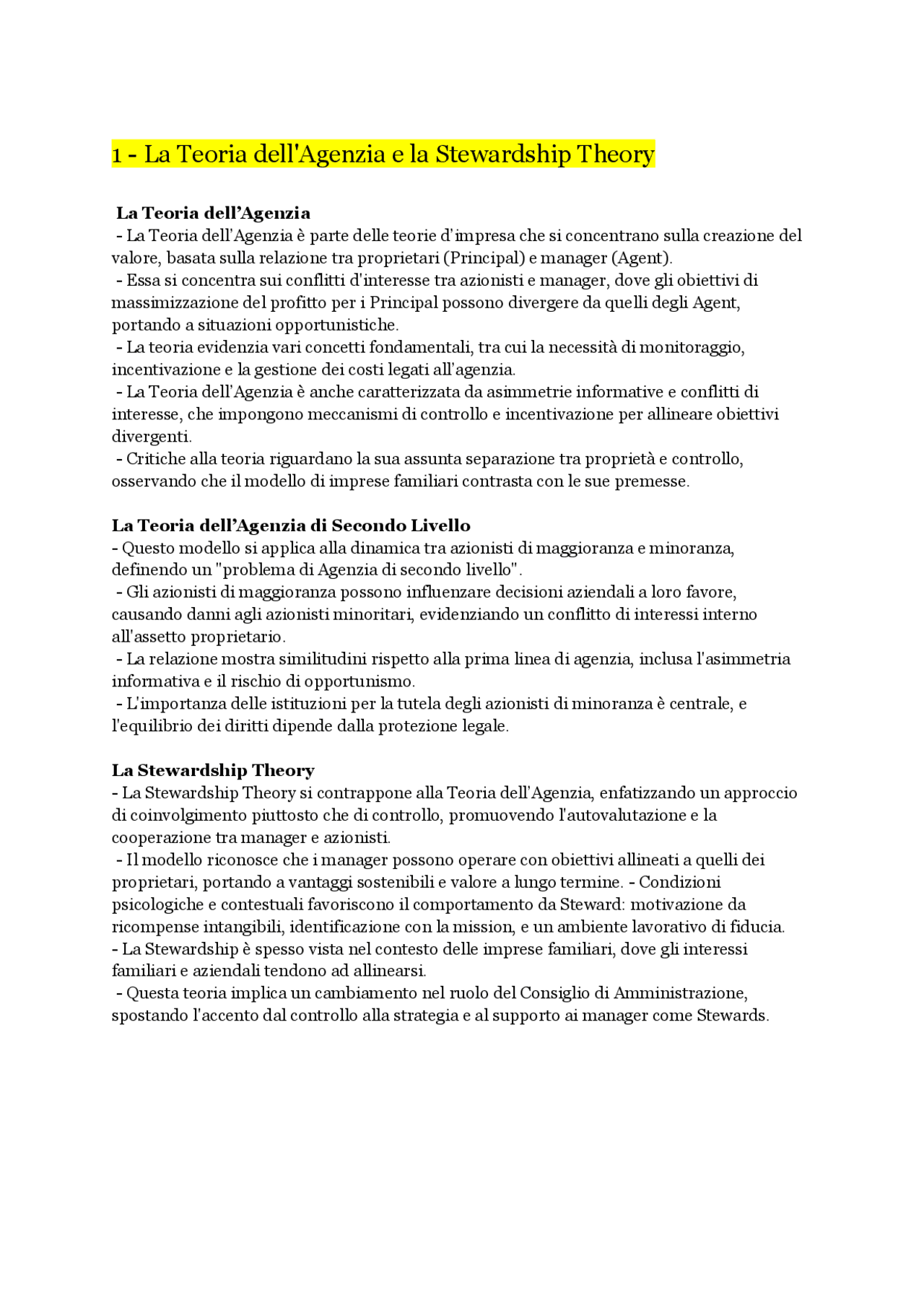 Teorie e Governo dell' impresa L18 economia aziendale Pegaso | Appunti ...