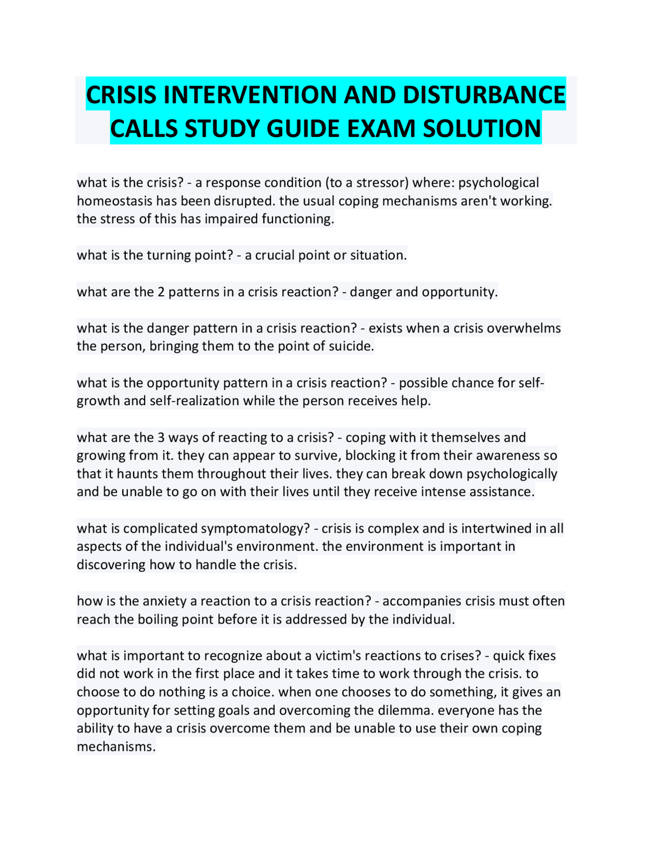 Crisis Intervention and Disturbance Calls: A Comprehensive Study Guide ...