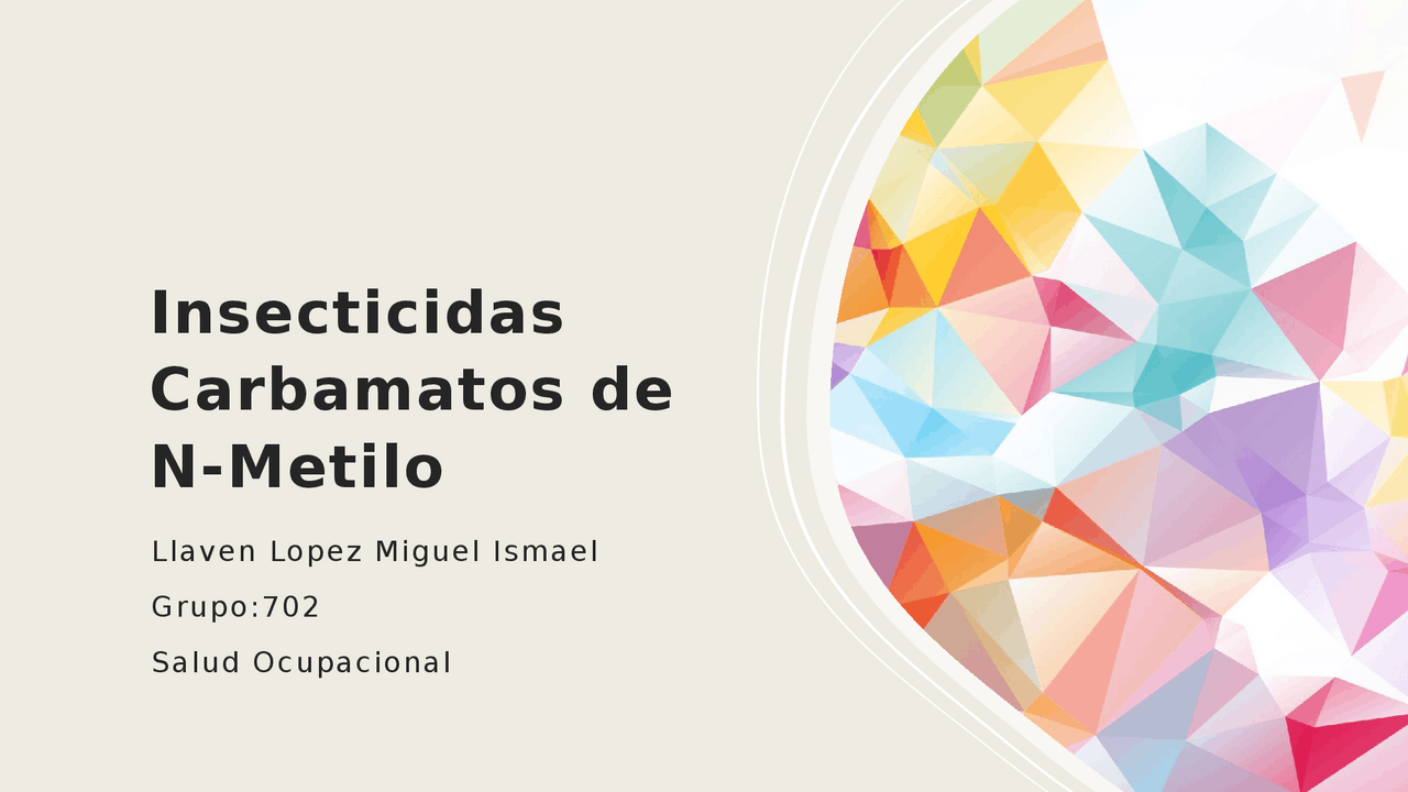 Carbamatos de N-Metilo: Efectos, Síntomas y Tratamiento | Resúmenes de ...