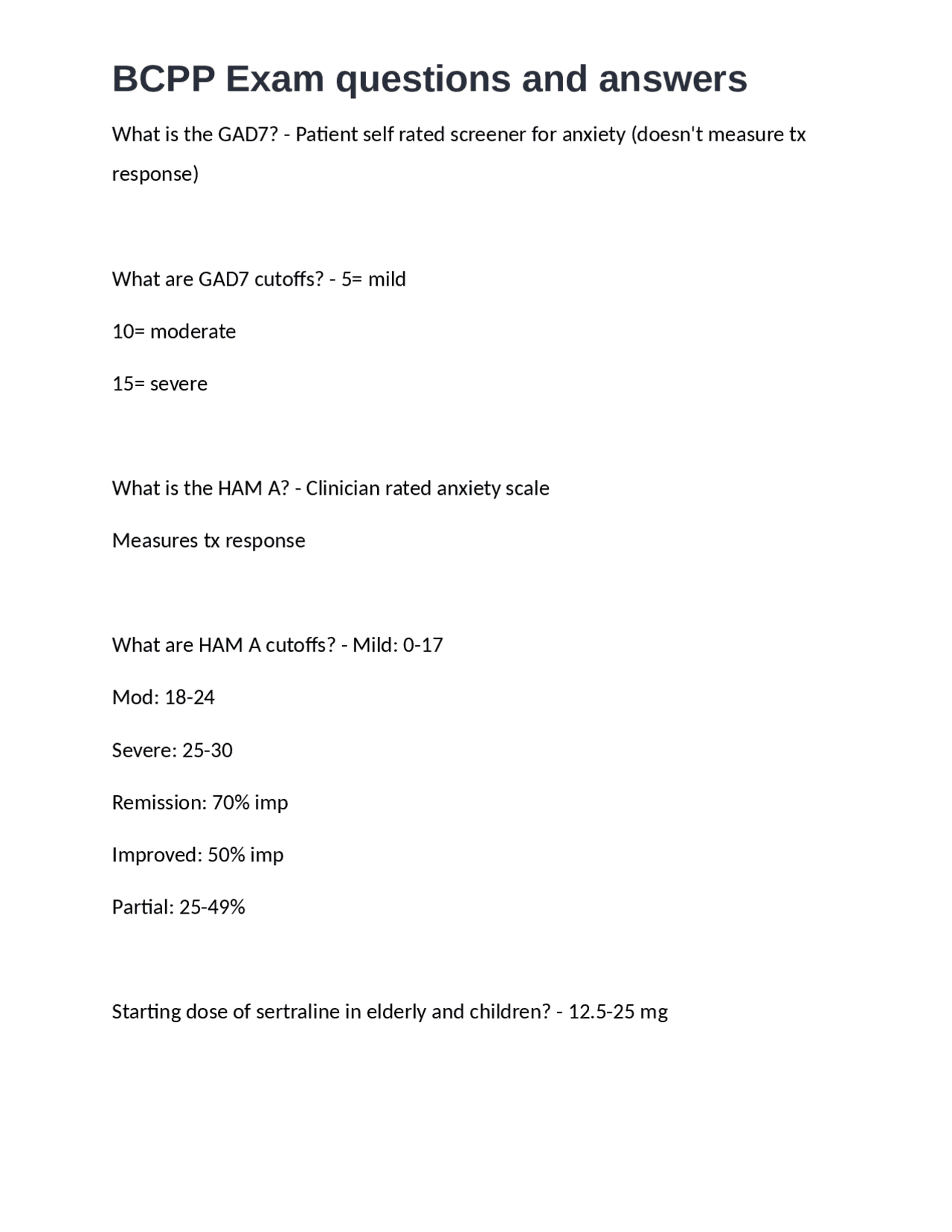 BCPP Exam Questions and Answers | Exams Nursing | Docsity