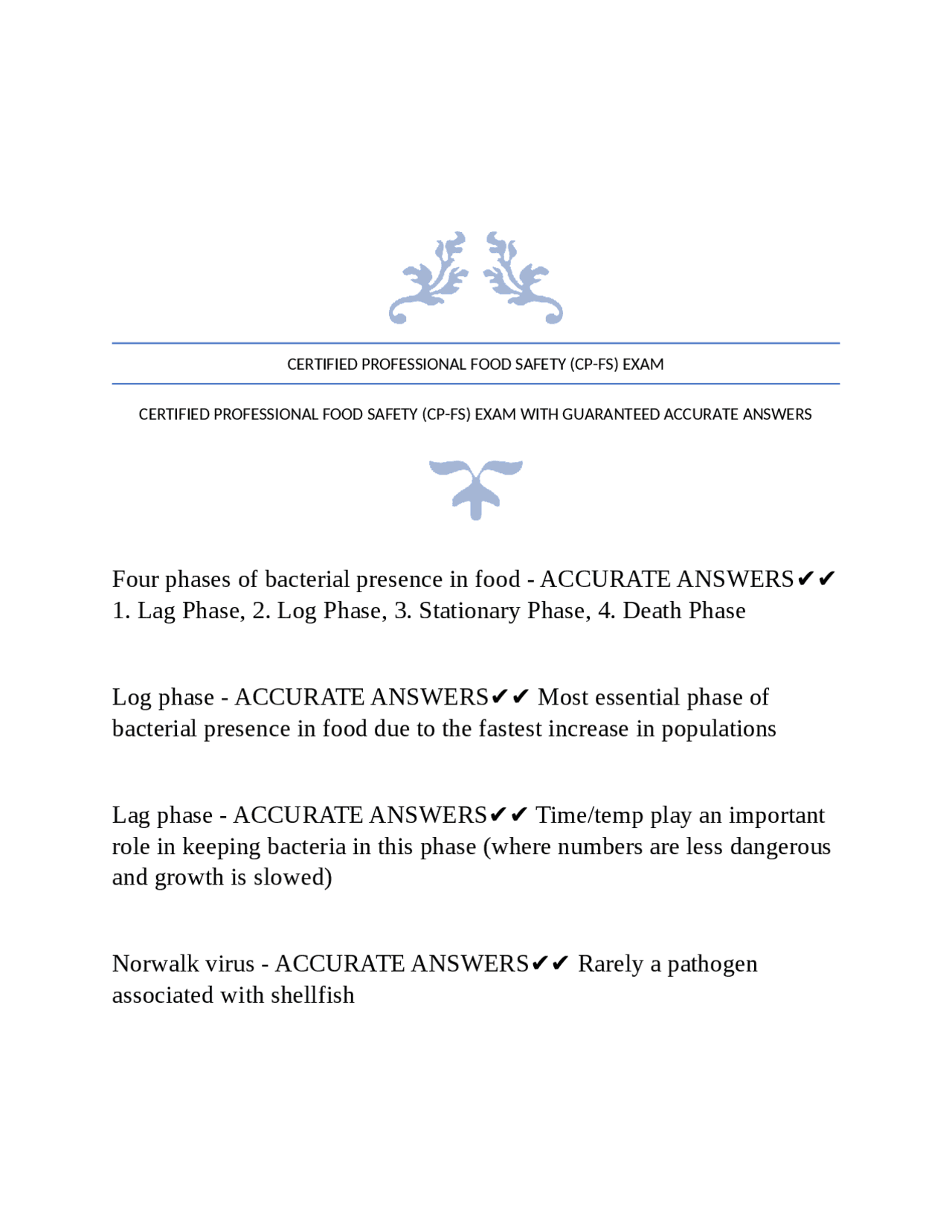 Certified Professional Food Safety (CP-FS) Exam: Comprehensive Guide ...