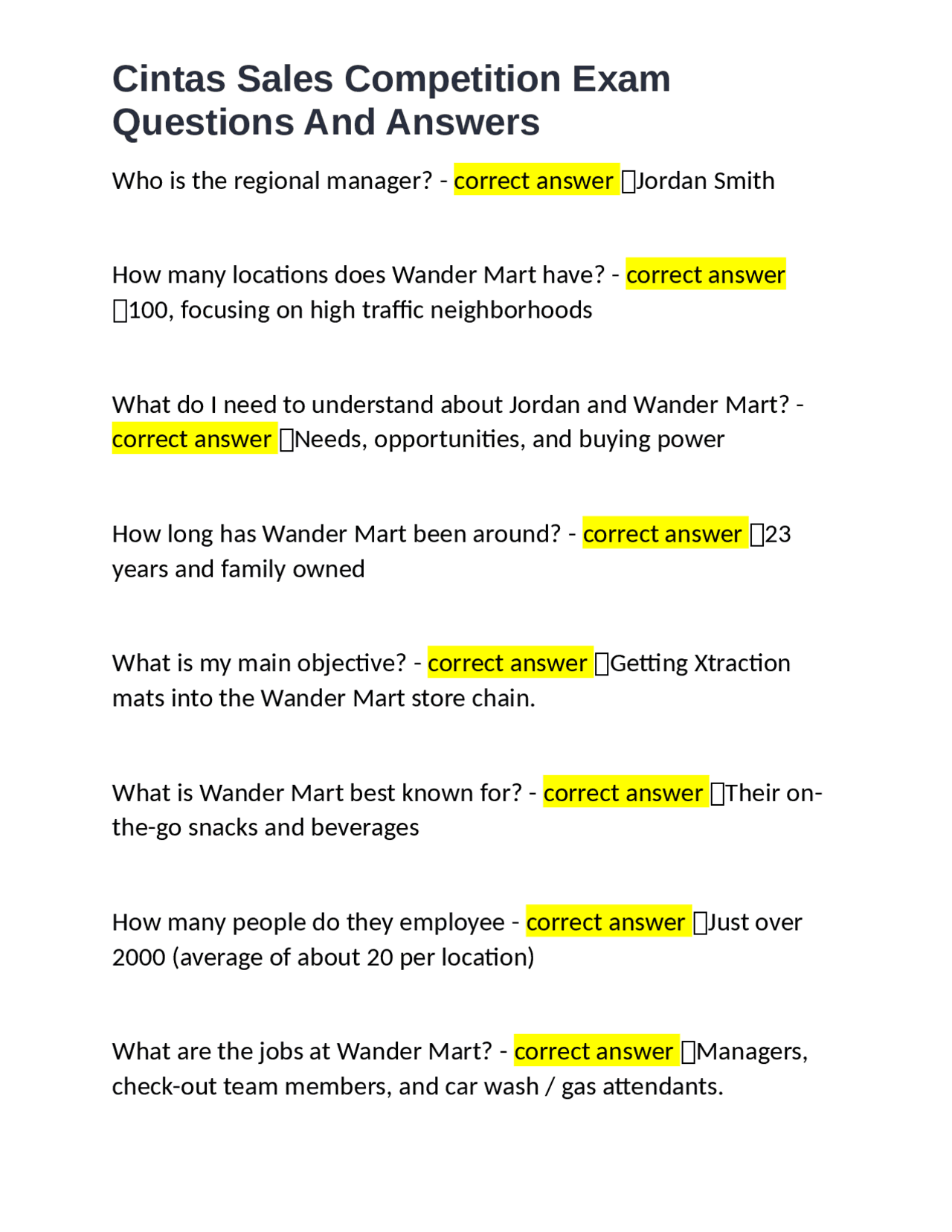 Cintas Sales Competition Exam: Mastering the Essentials | Exams Sales ...