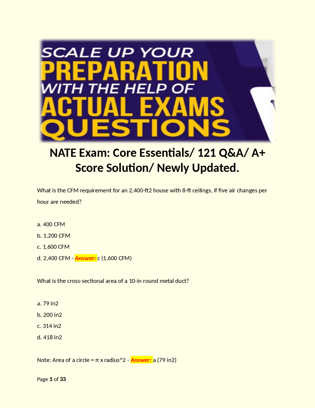 NATE Exam: Core Essentials/ 121 Q&A/ A+ Score Solution/ Newly Updated ...