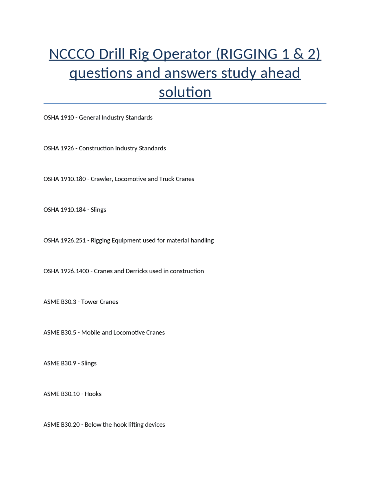 NCCCO Drill Rig Operator (RIGGING 1 & 2) - Questions and Answers ...